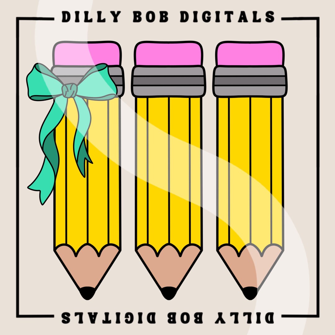 Pencils + Bow PNG Digital Download | Trendy Teacher Sublimation ...
