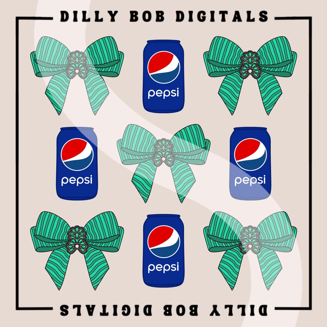 Pepsi + Bows PNG Digital Download | Turquoise Concho Coquette Bow ...