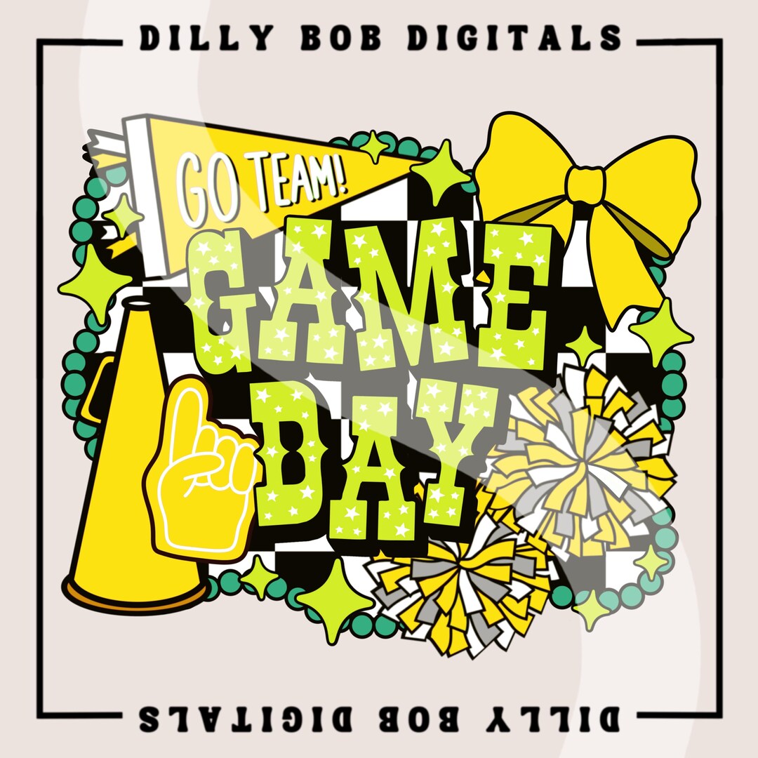 Yellow Game Day Cheerleading PNG Digital Download | Cheer Sublimation ...