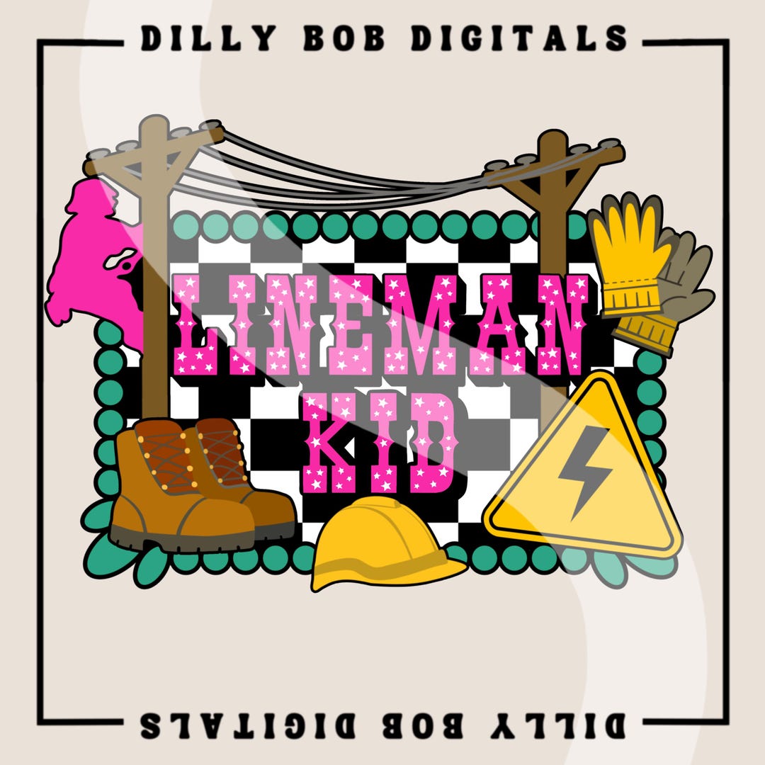 Lineman Kid + Turquoise Frame PNG Digital Download | Trendy Lineman Kid ...