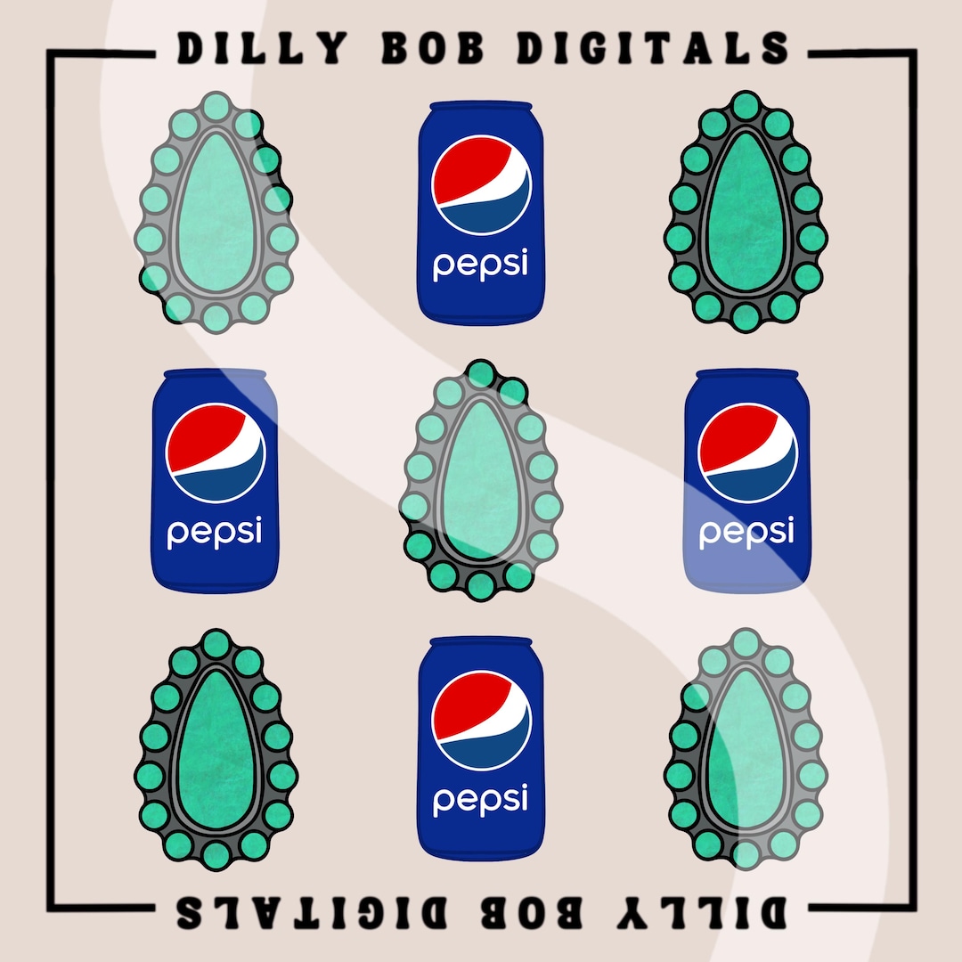 Pepsi & Turquoise Conchos PNG: Western Sublimation Design (digital ...