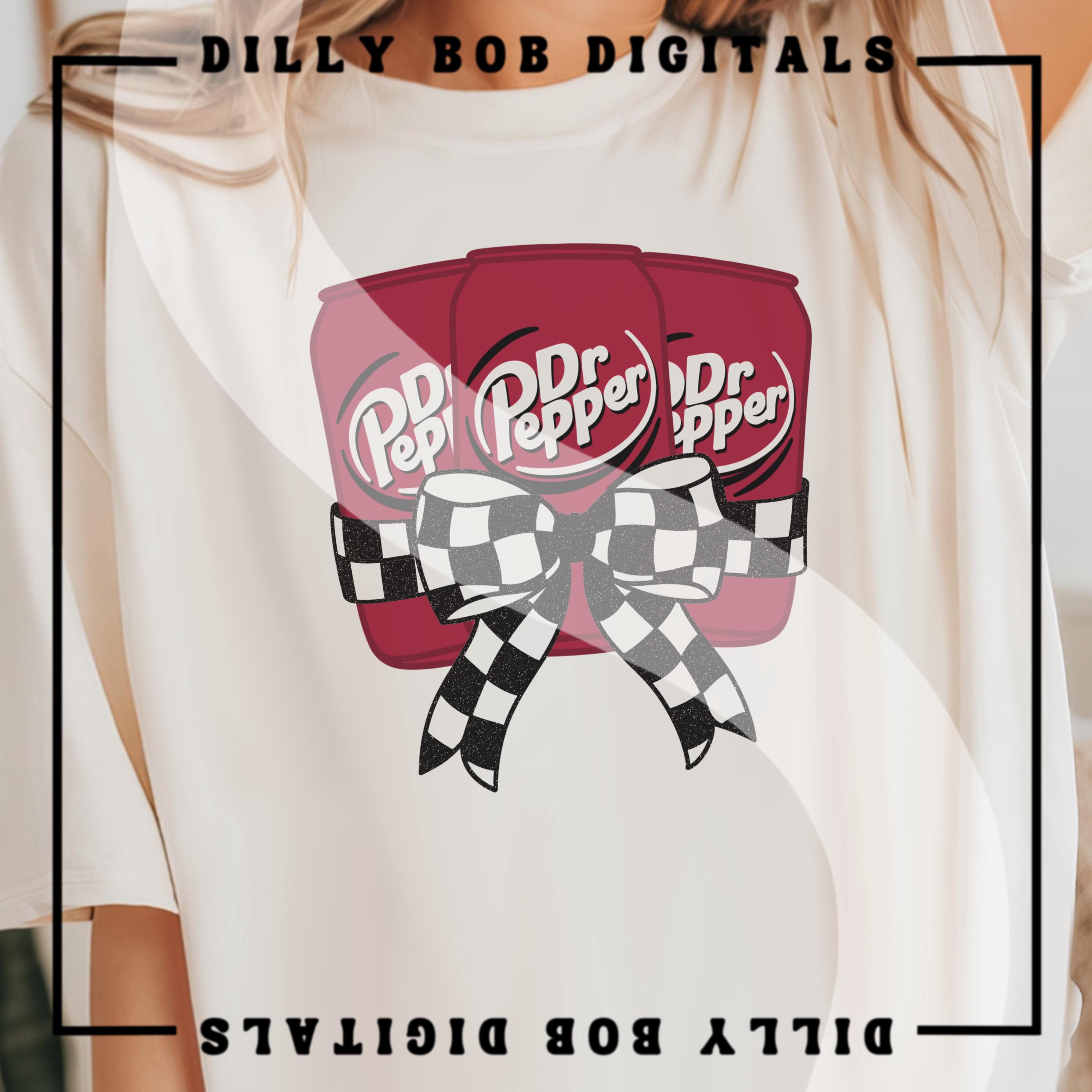 Dr Pepper & Checkered Bow PNG: Trendy Sublimation Design (digital ...