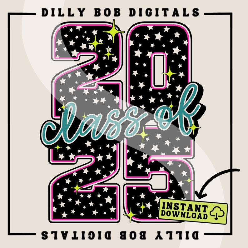 Class of 2025 PNG Digital Download | Checkered Background | High School ...