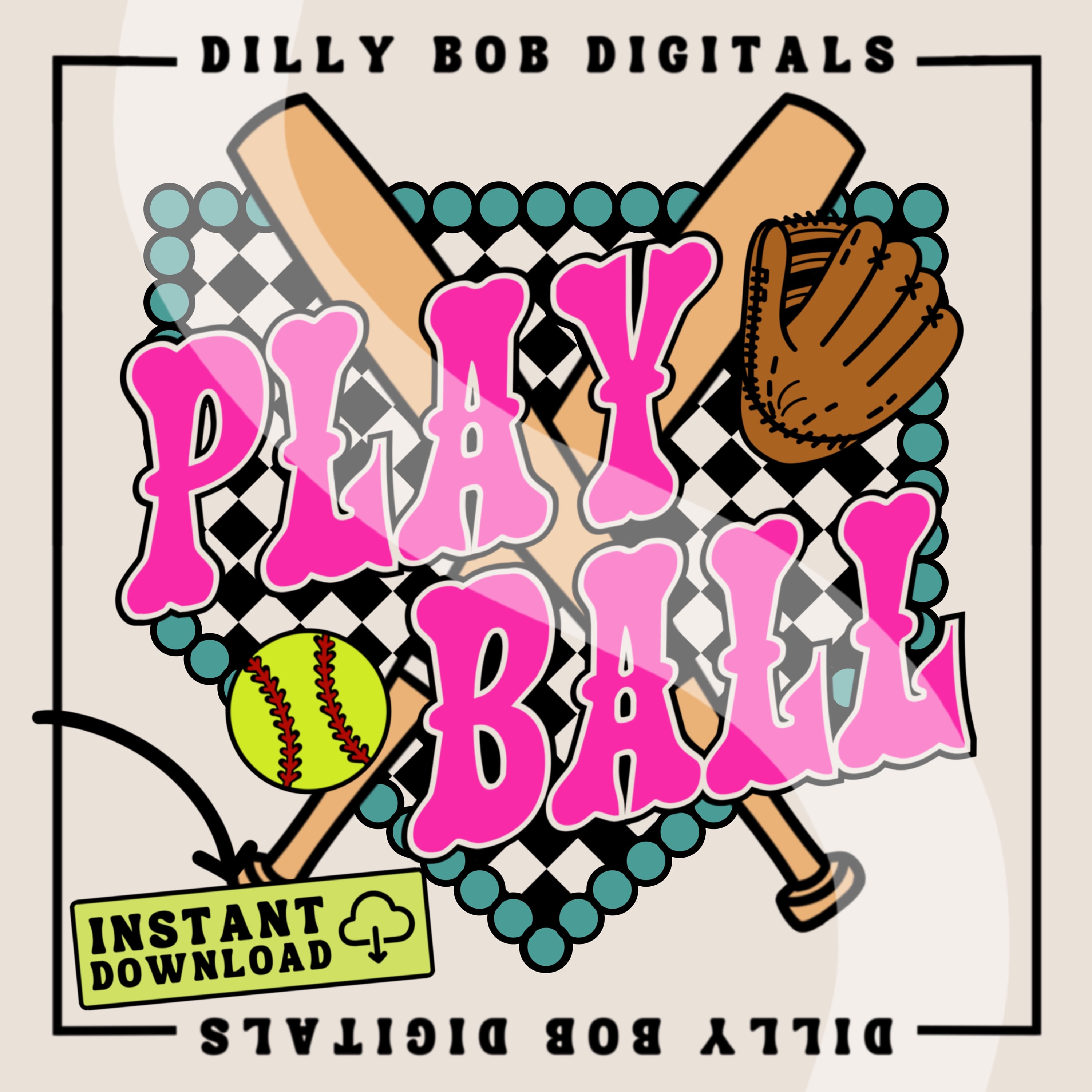 Softball Play Ball PNG Digital Download Trendy Sublimation Design ...