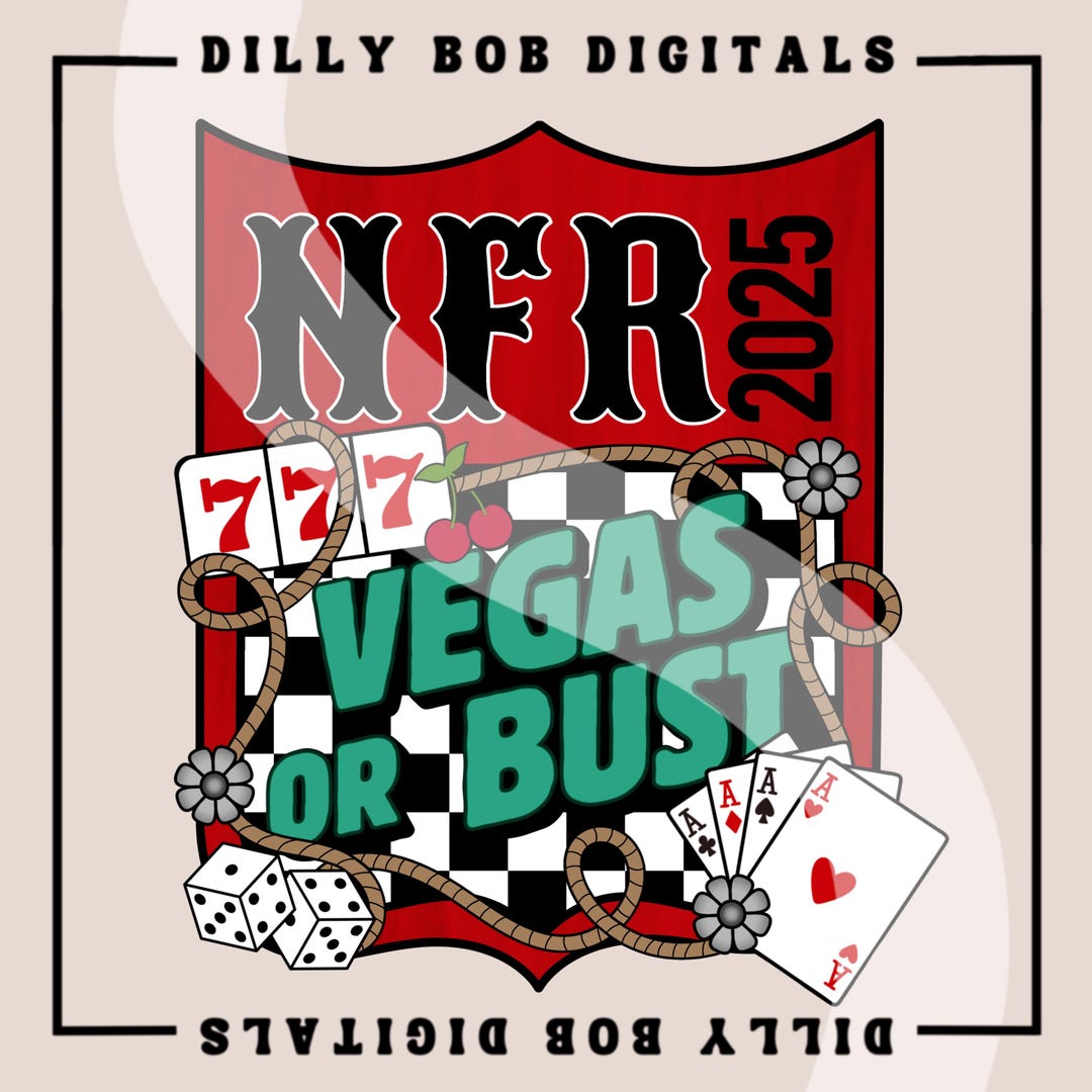 Vegas or Bust Back Number PNG: Retro NFR Western Sublimation Design ...