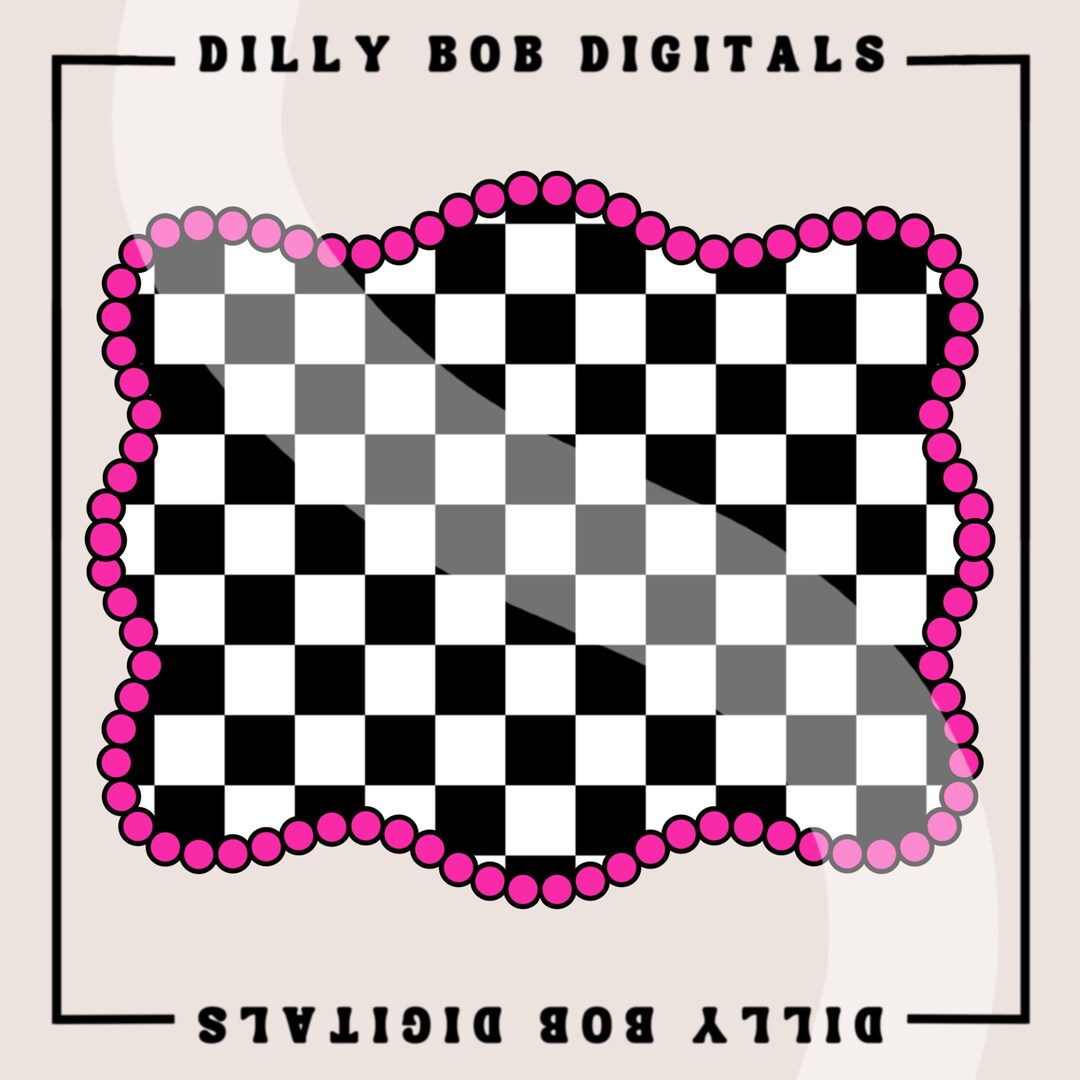 Hot Pink Beaded Checkered Frame PNG: Western Sublimation Design ...