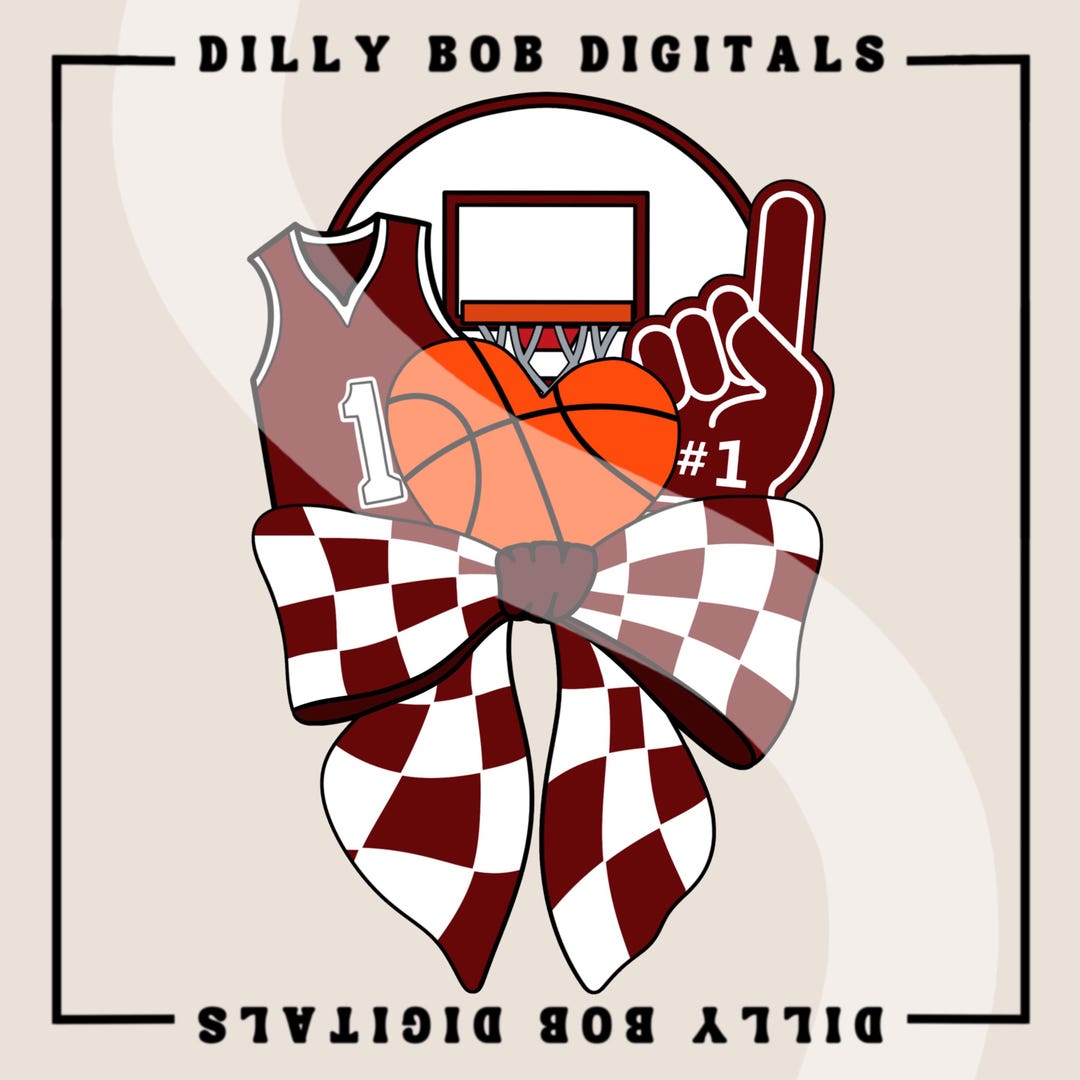 Maroon Basketball Bow PNG Digital Download | Basketball Sublimation ...