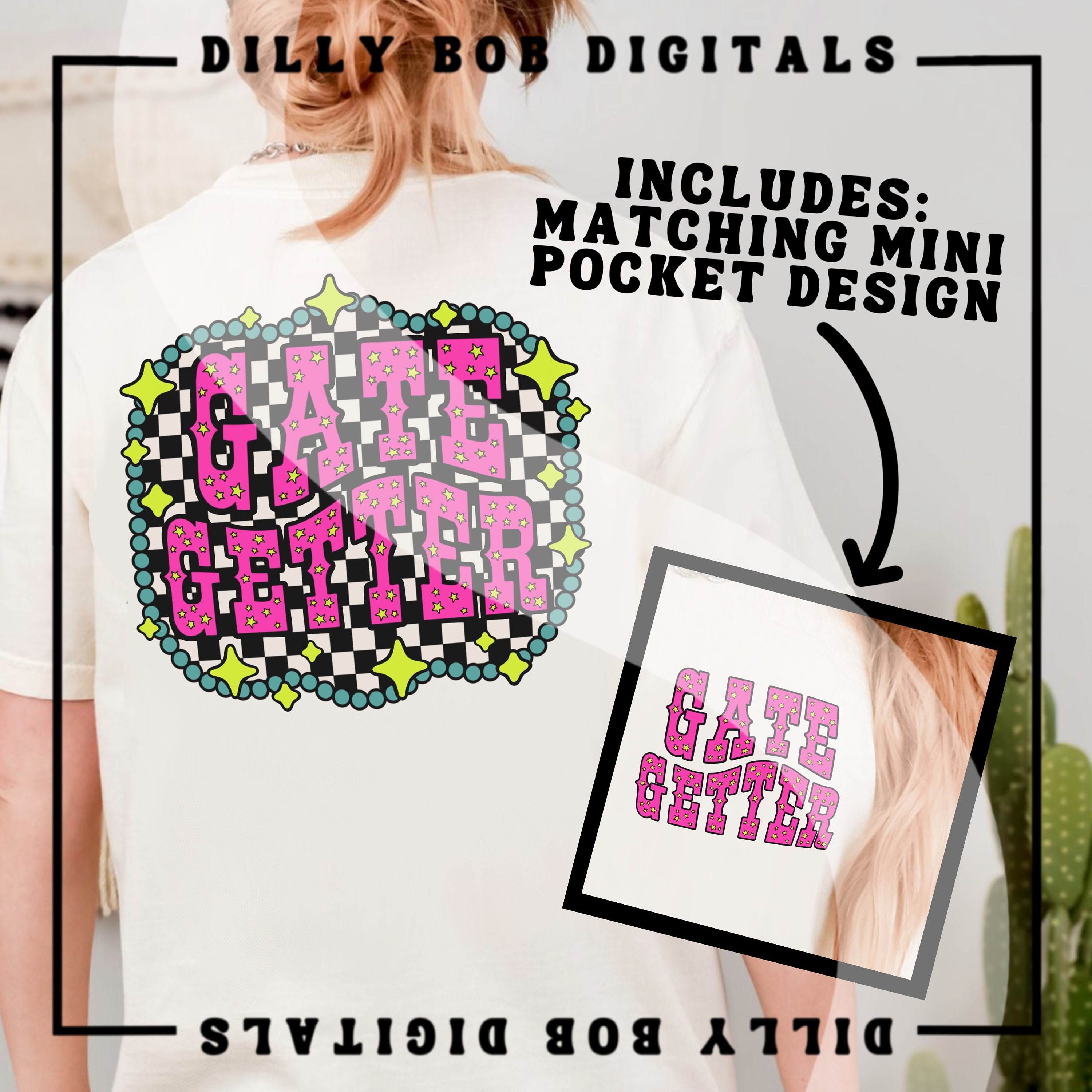 Gate Getter PNG Digital Download FREE BONUS Design Checkered Trendy ...