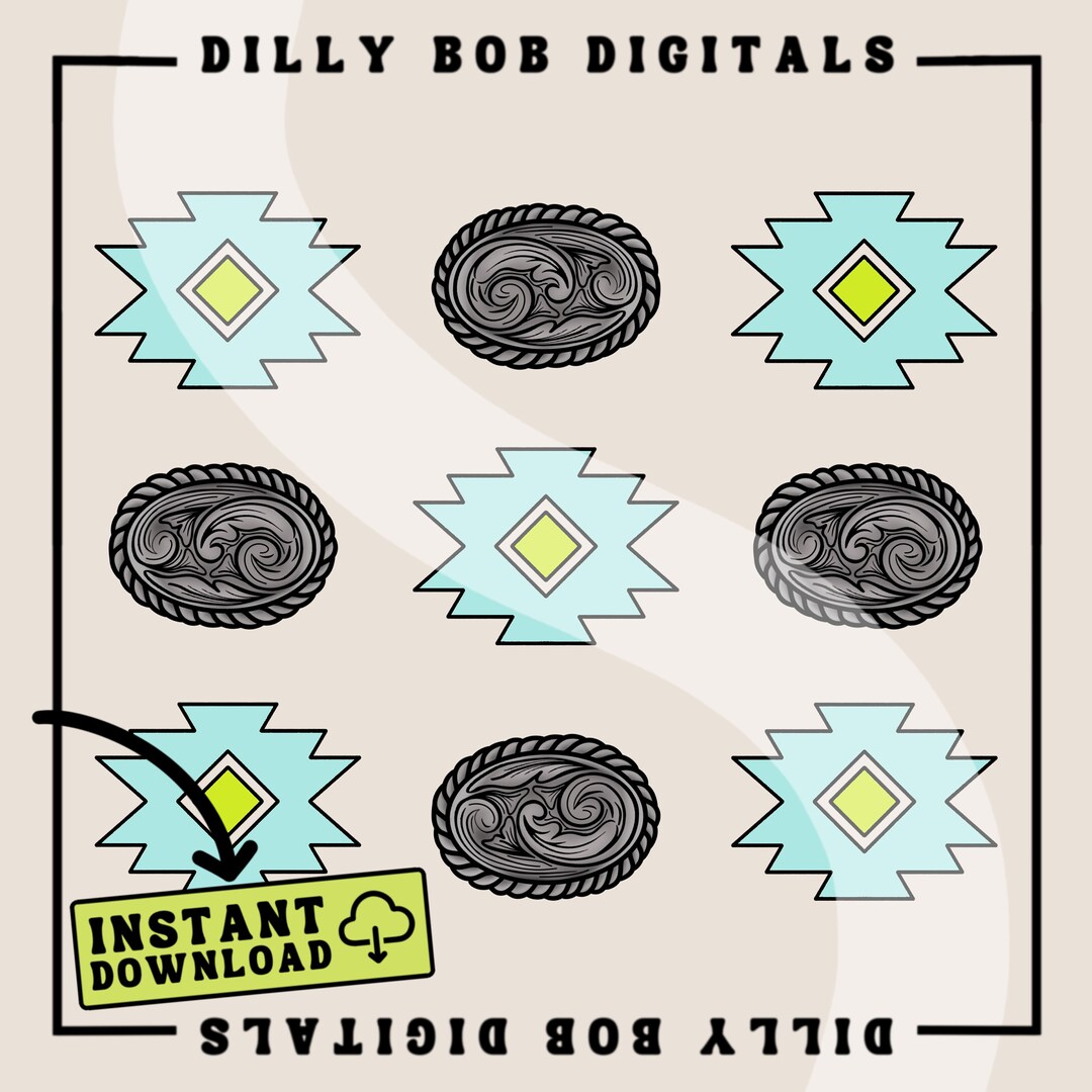 Neon Aztec Silver Conchos PNG Digital Download | Western Sublimation | Trendy Western Shirt ...