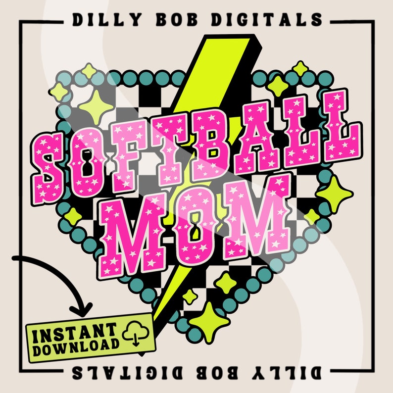 Softball Mom PNG Digital Download | Checkered Background | Softball Mom ...