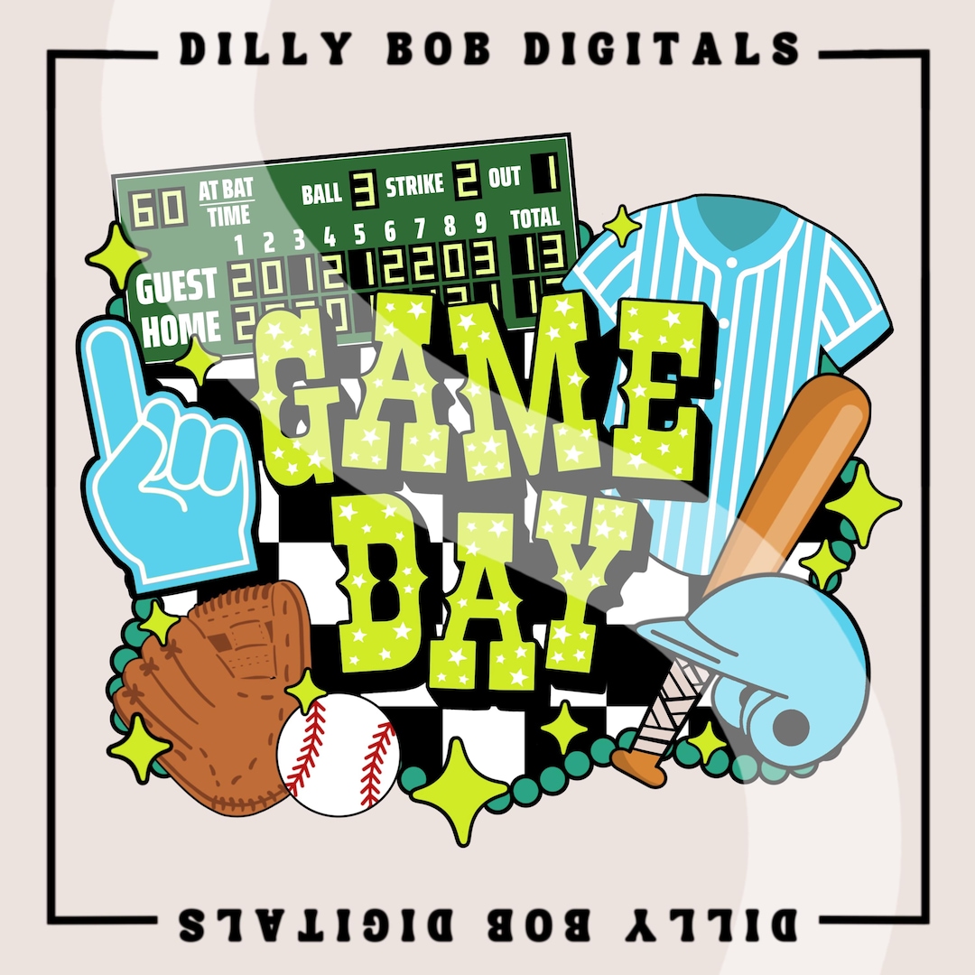 Light Blue Game Day Baseball PNG Digital Download | Baseball ...