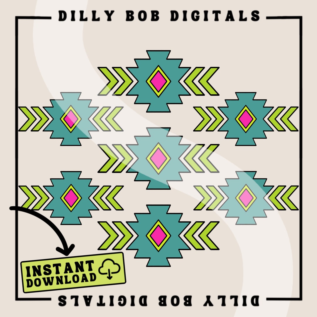 Neon Aztec Pattern PNG Digital Download | Western Sublimation | Trendy ...