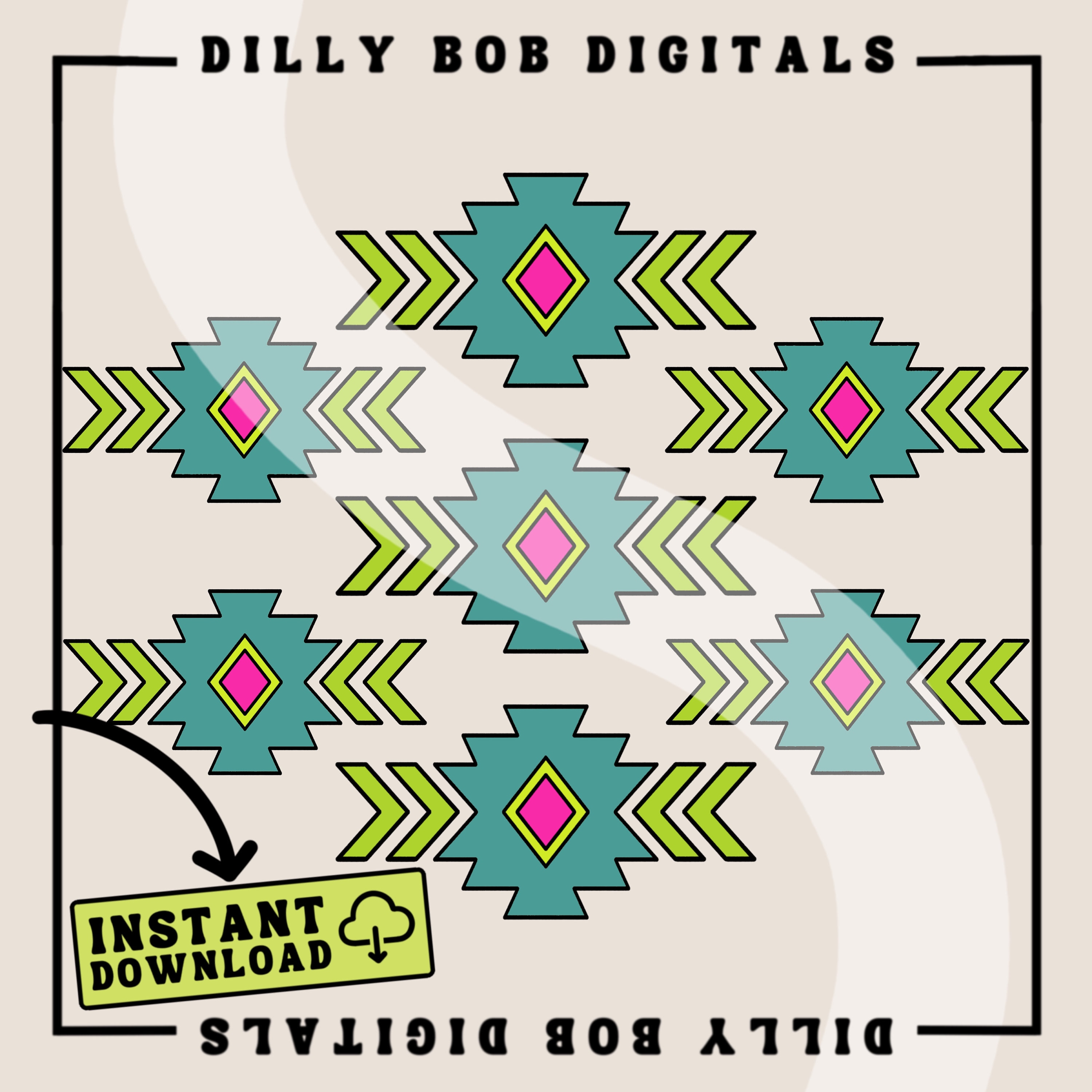 Neon Aztec Pattern PNG Digital Download Western Sublimation Trendy ...