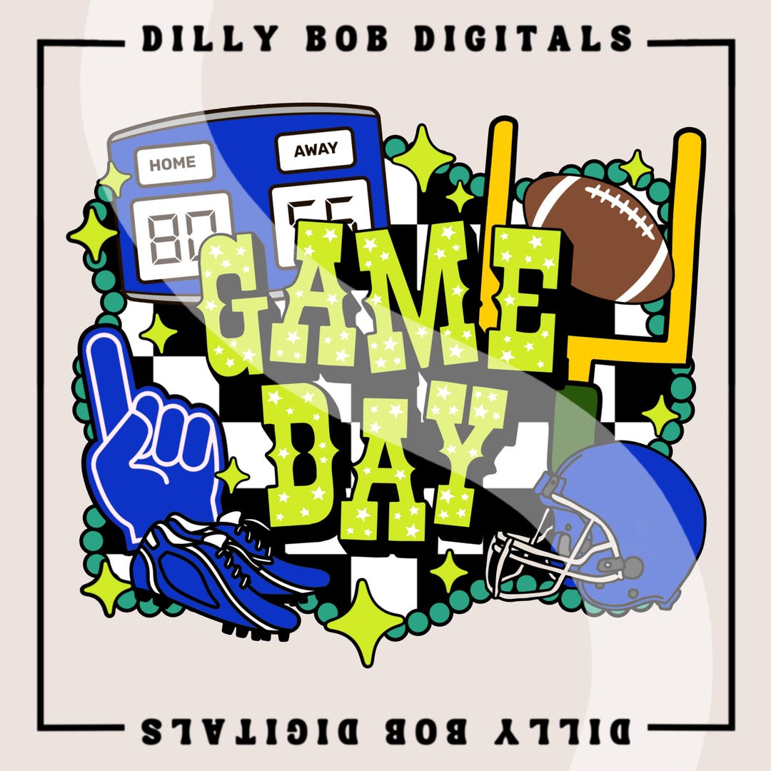 Blue Football Game Day PNG: Sports Sublimation Design (digital Download ...