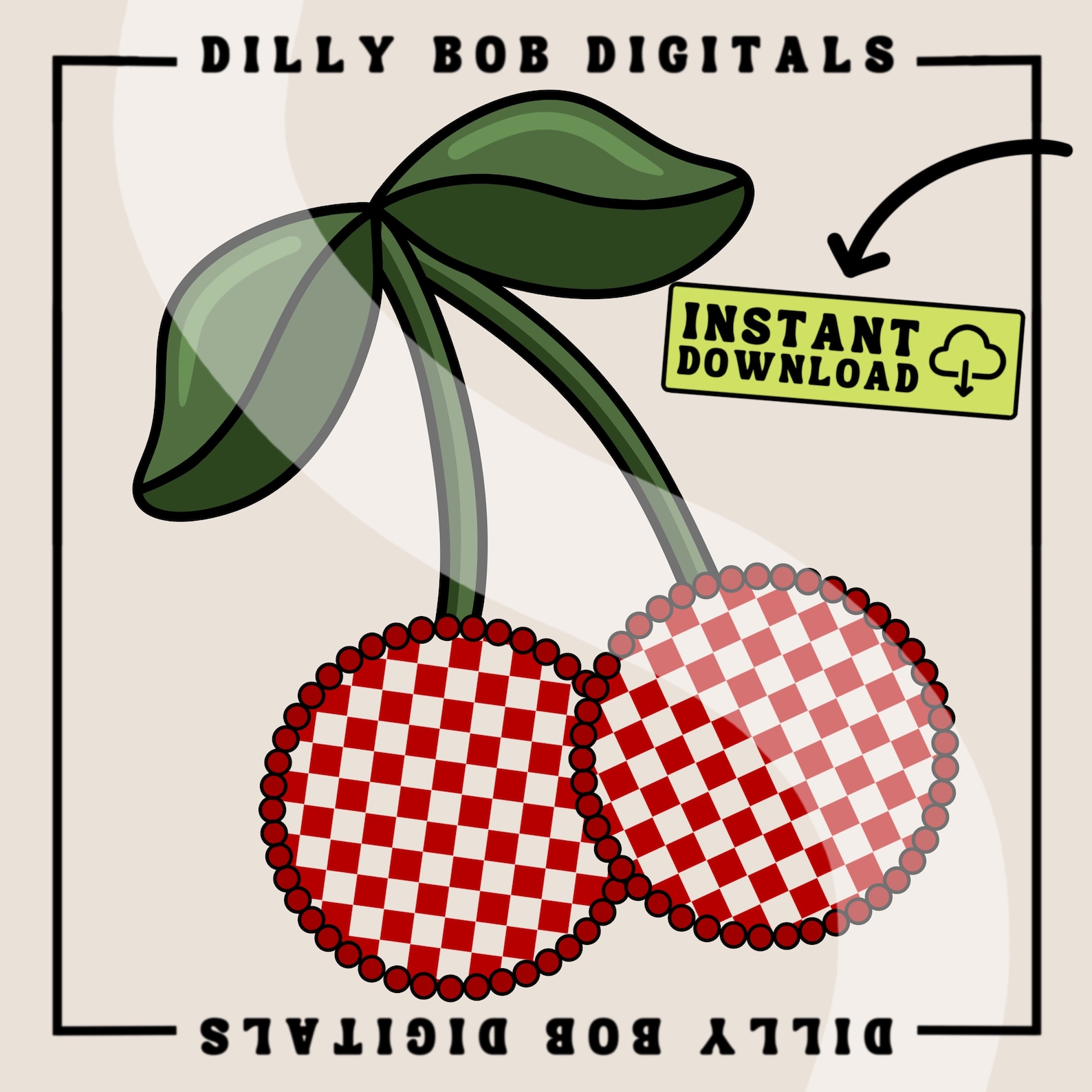 Checkered Cherries PNG Digital Download | Checkered Background ...