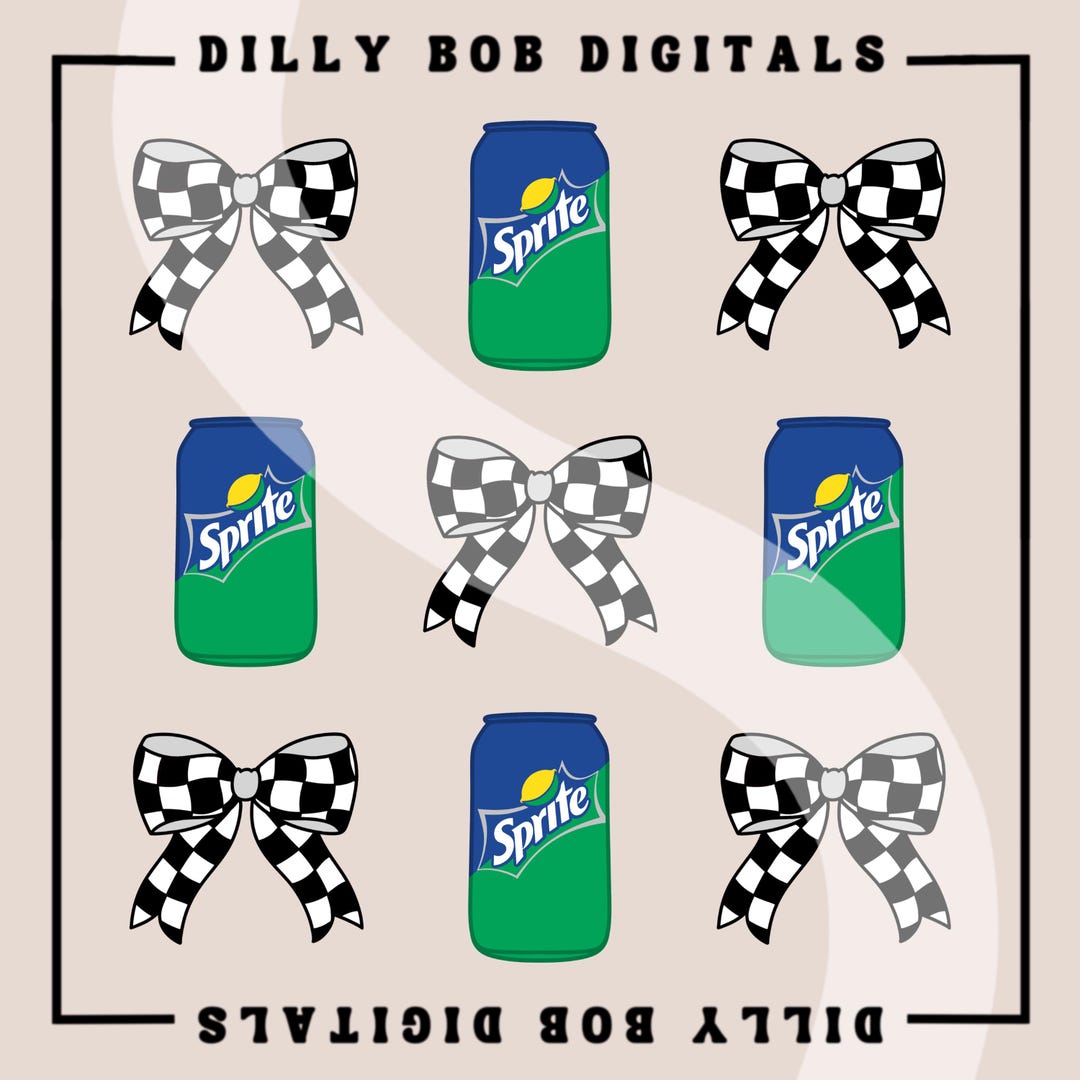 Sprite + Bows PNG Digital Download | Checkered Coquette Bow | Sprite ...