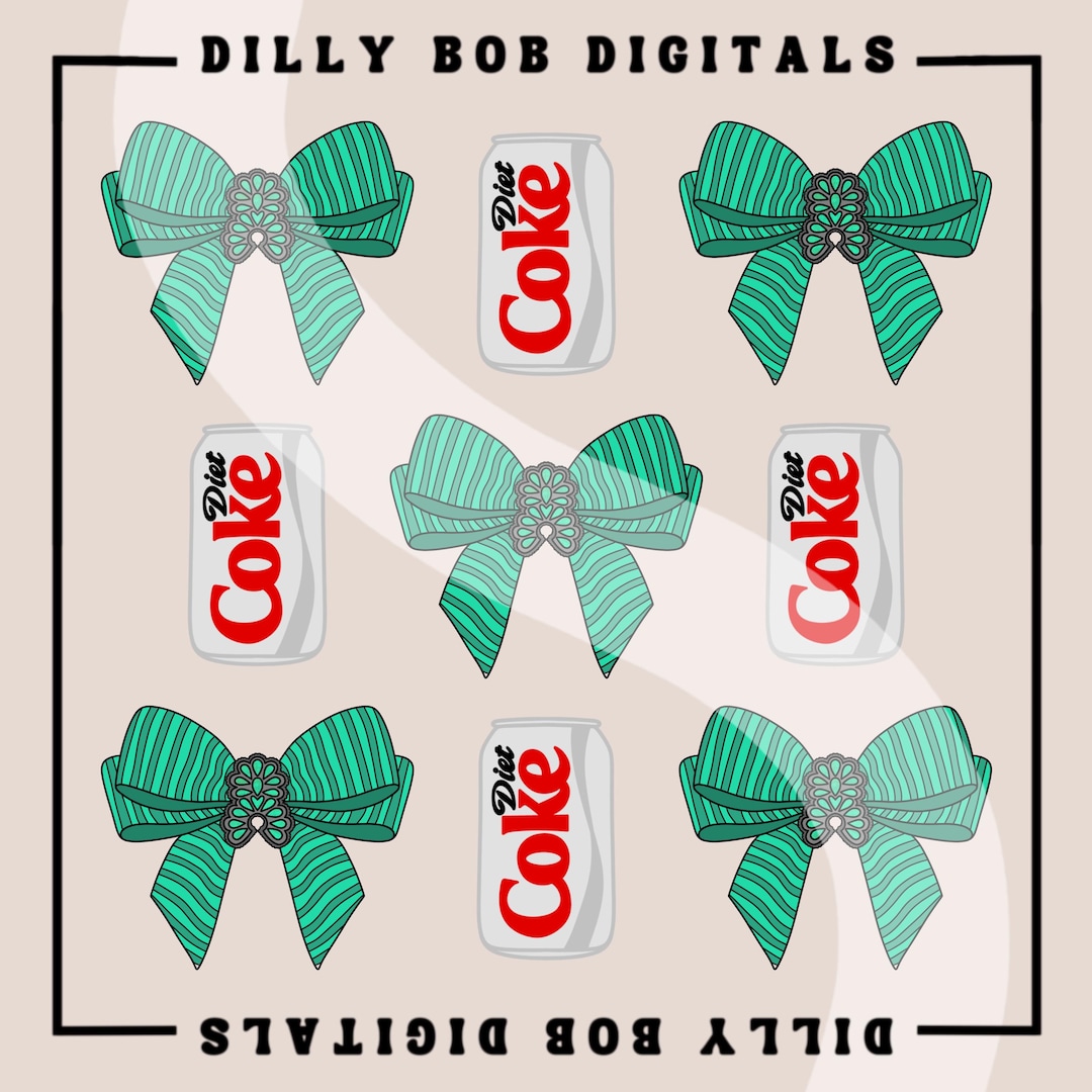 Diet Coke & Striped Turquoise Concho Bows PNG: Western Sublimation ...