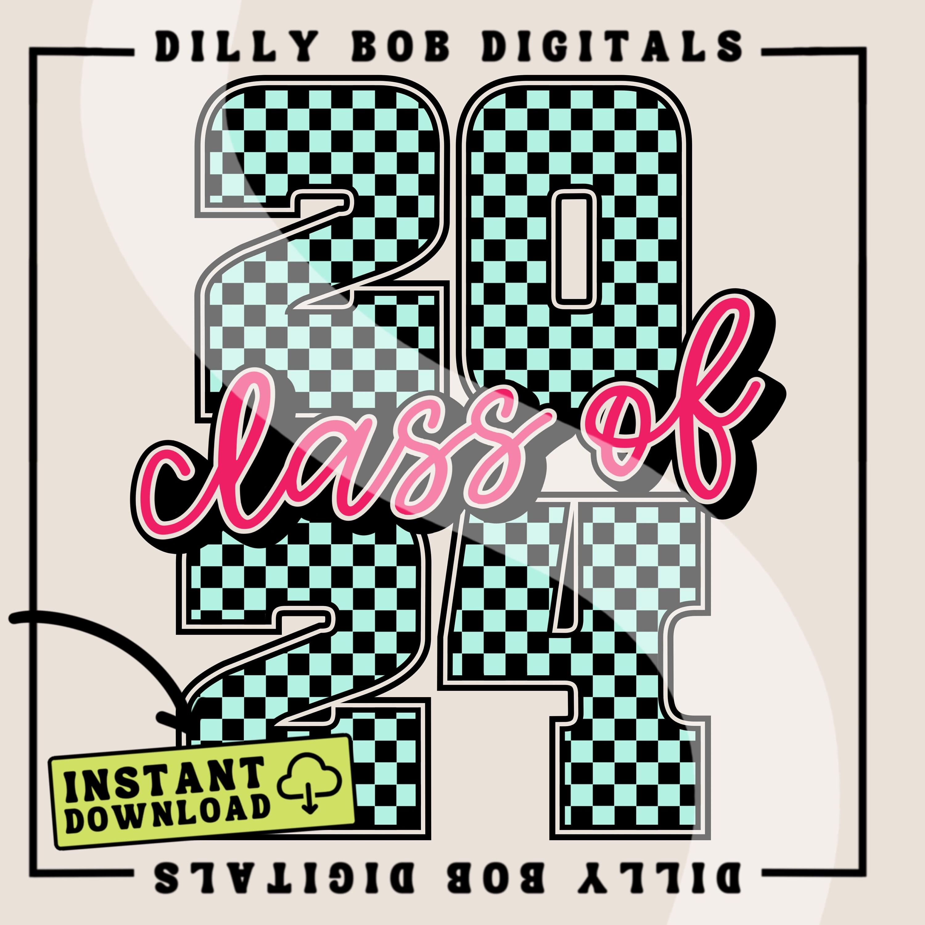 Class of 2024 PNG Digital Download Checkered Background High School ...