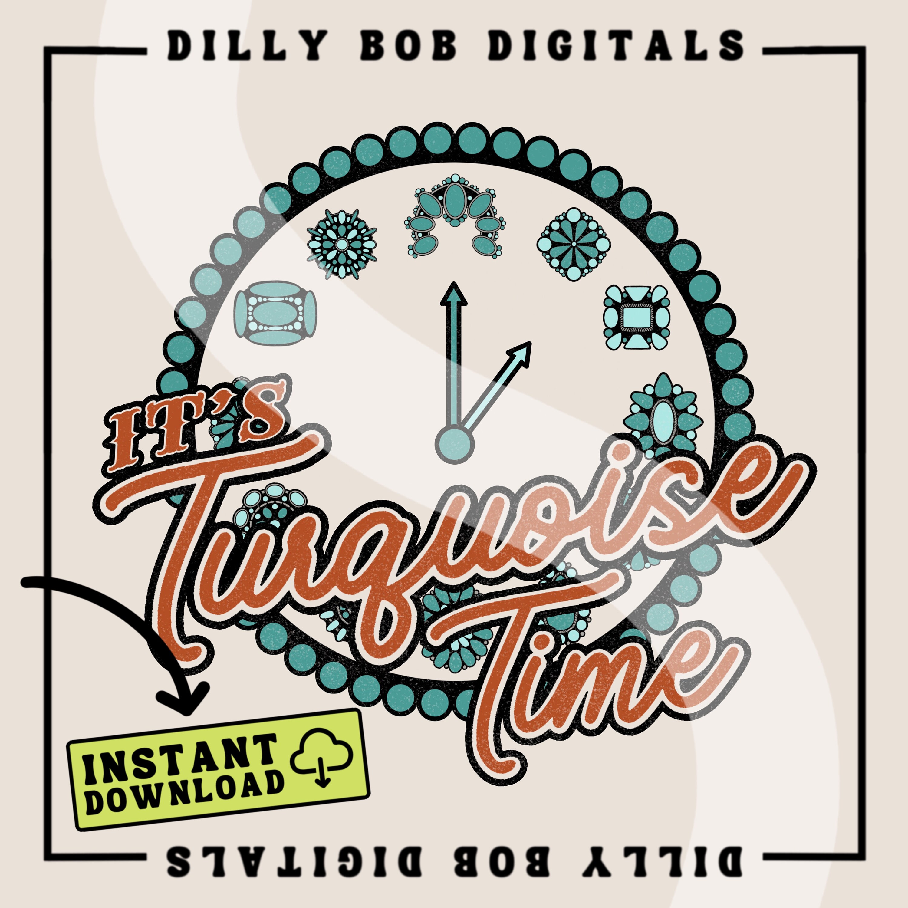 It's Turquoise Time PNG Digital Download Bonus Design Checkered Punchy ...