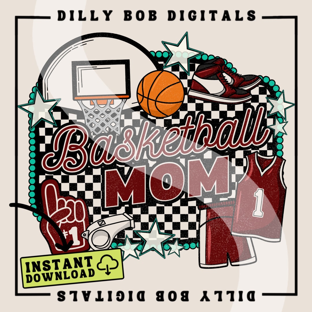 Maroon Basketball Mom PNG: Sports Sublimation Design (digital Download ...