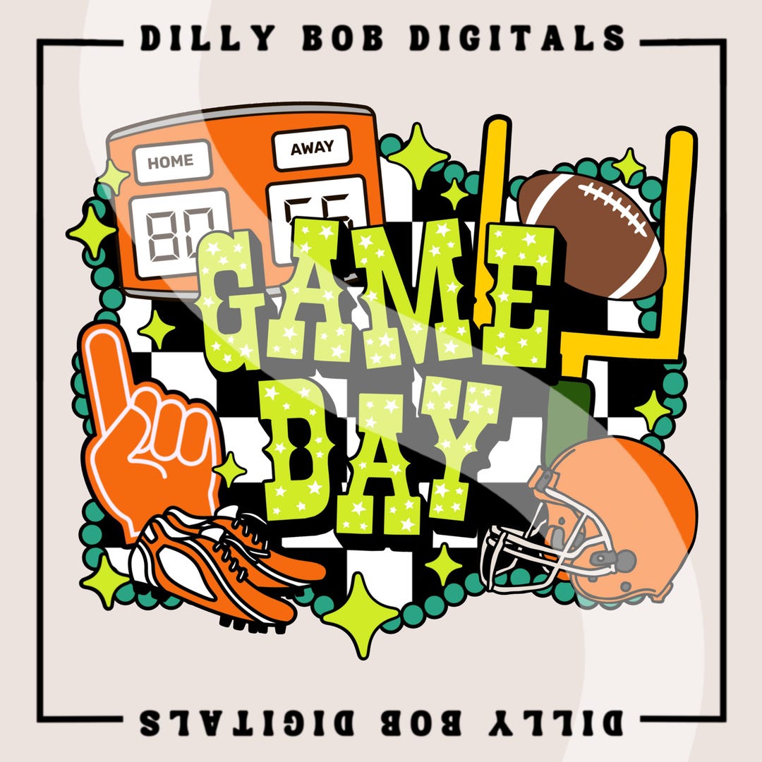 Orange Game Day Football PNG Digital Download | Football Sublimation ...