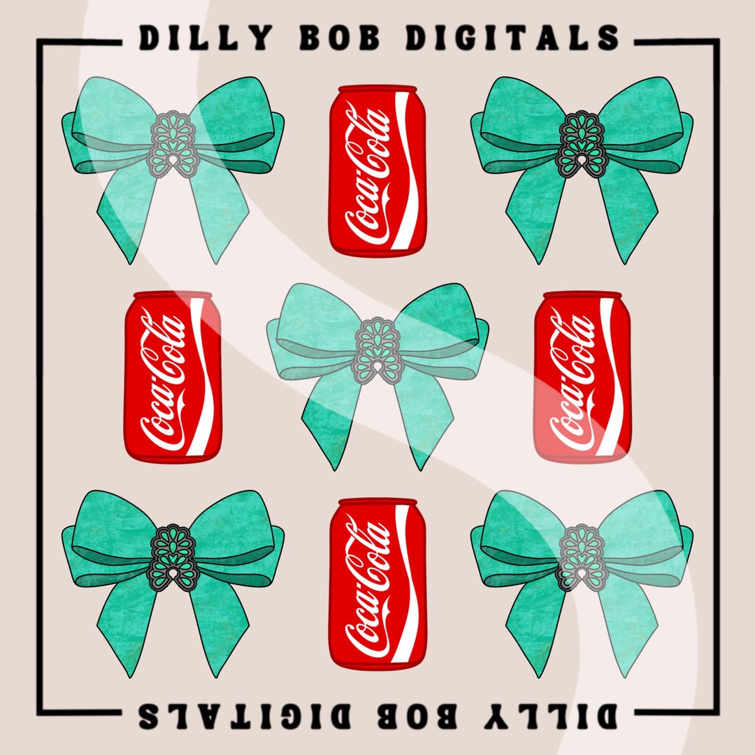 Coca Cola + Bows PNG Digital Download | Turquoise Coquette Bow | Coke ...