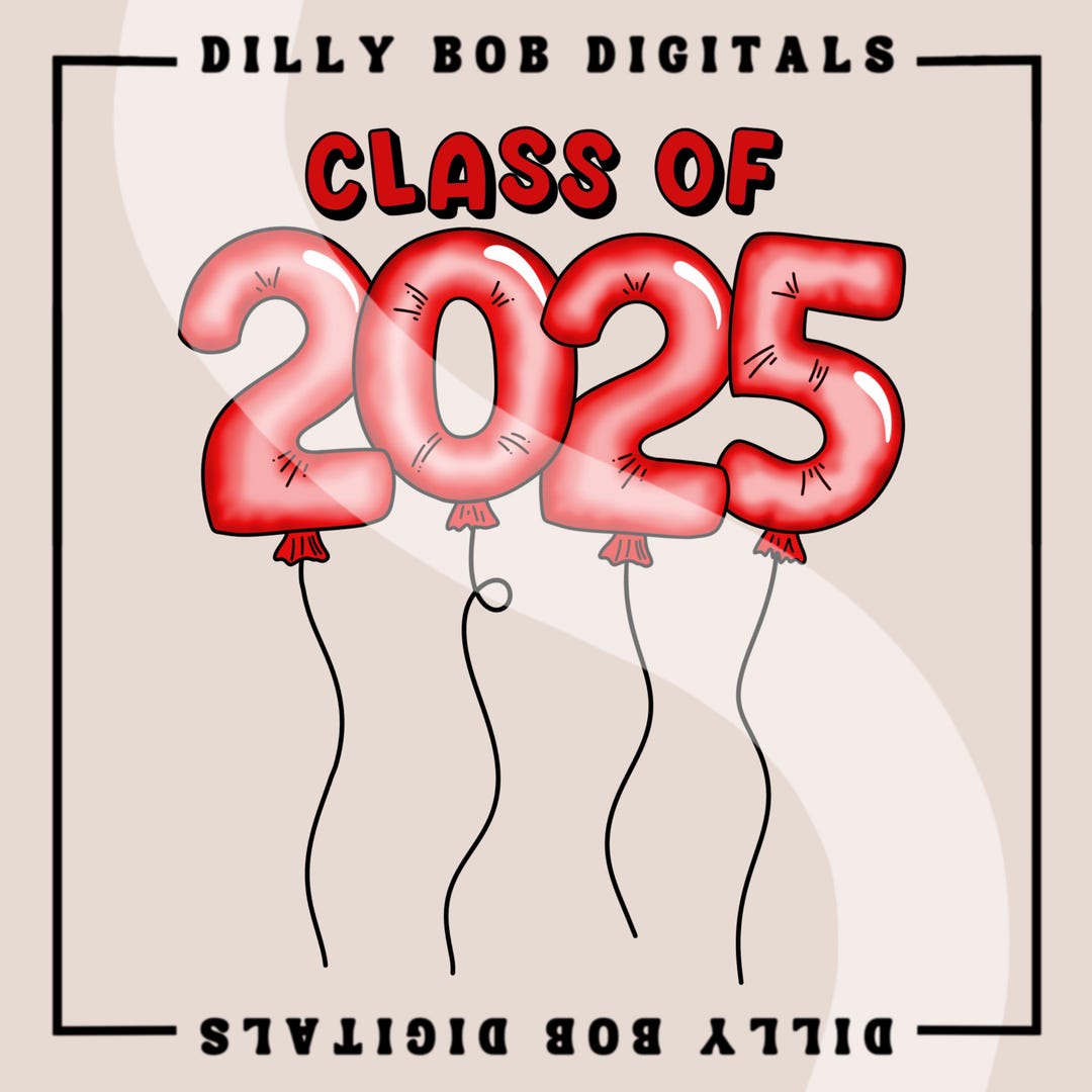 Class of 2025 Balloons Red PNG Digital Download | Checkered Background ...