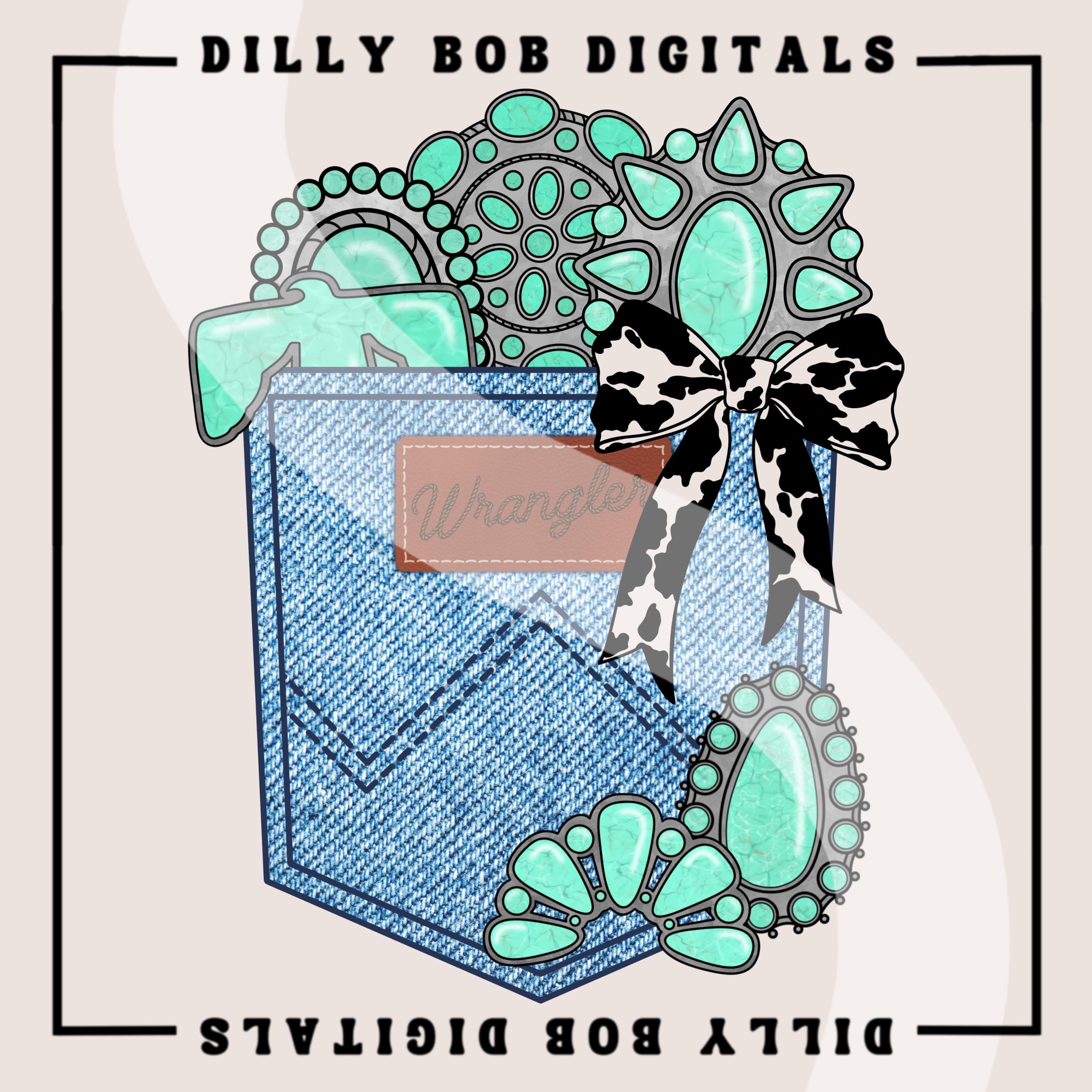 Wrangler Pocket Western Collage: Coquette Cow Print, Turquoise Concho ...
