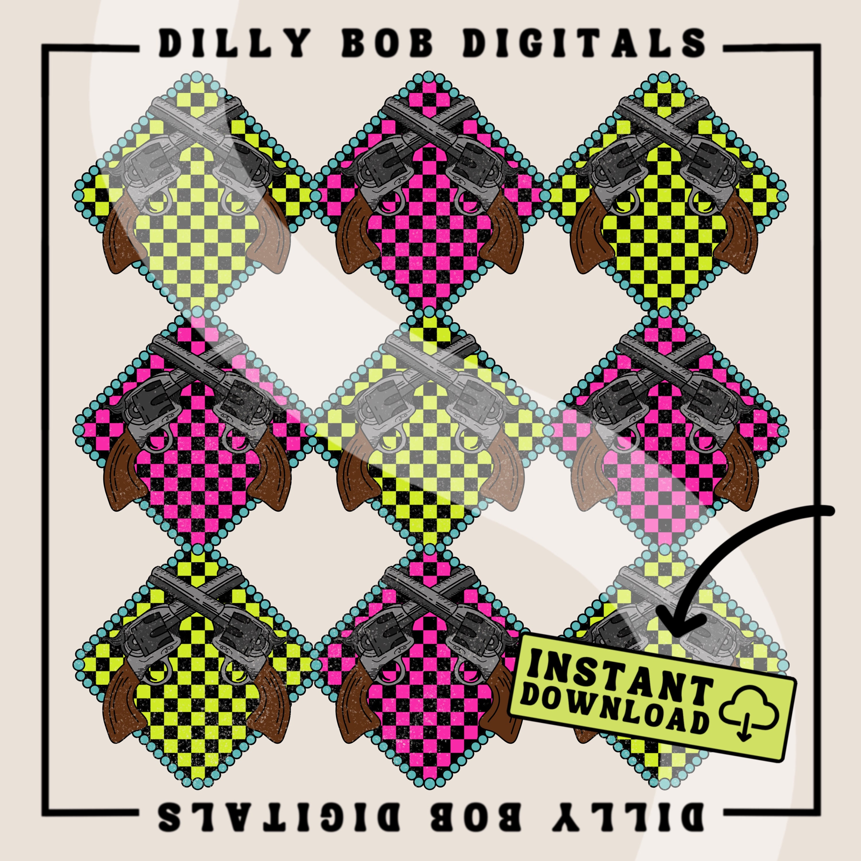 Checkered Pistol Pattern PNG Digital Download Bonus Design Checkered ...