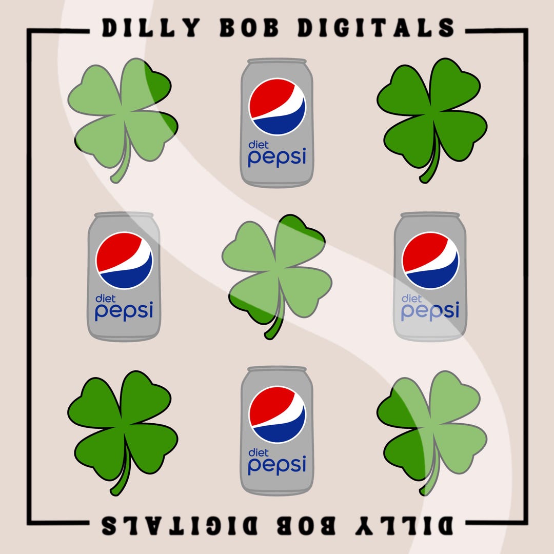 Diet Pepsi + Shamrocks PNG Digital Download | Coquette PNG | Diet Pepsi ...