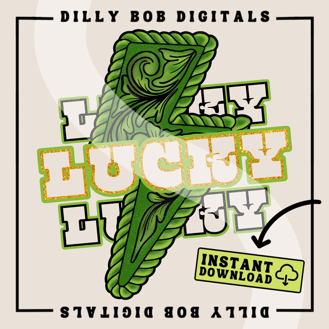 Lucky Lightning Bolt St Patricks Day PNG Digital Download | St Patricks ...