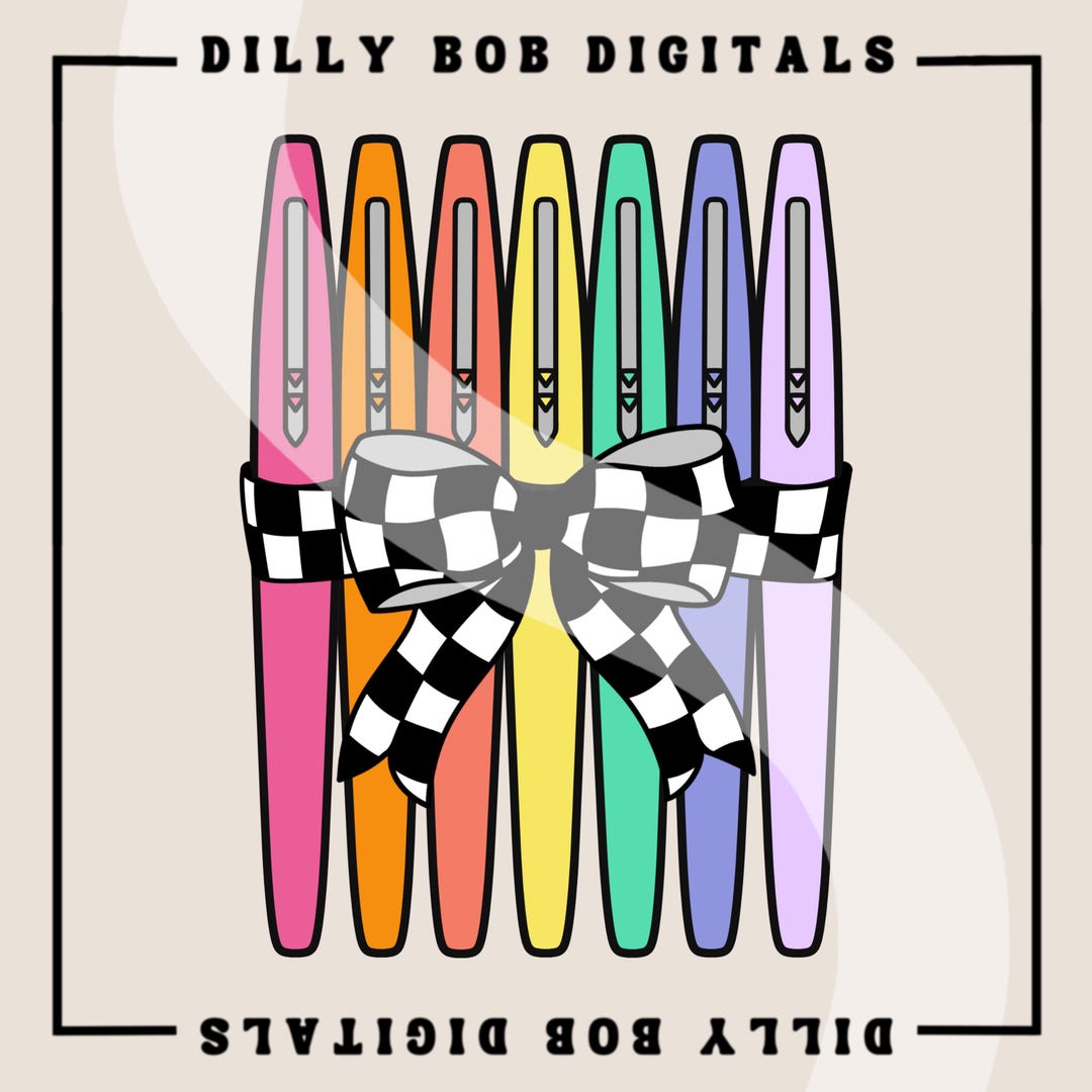 Flair Pens + Checkered Bow PNG Digital Download | Trendy Teacher ...