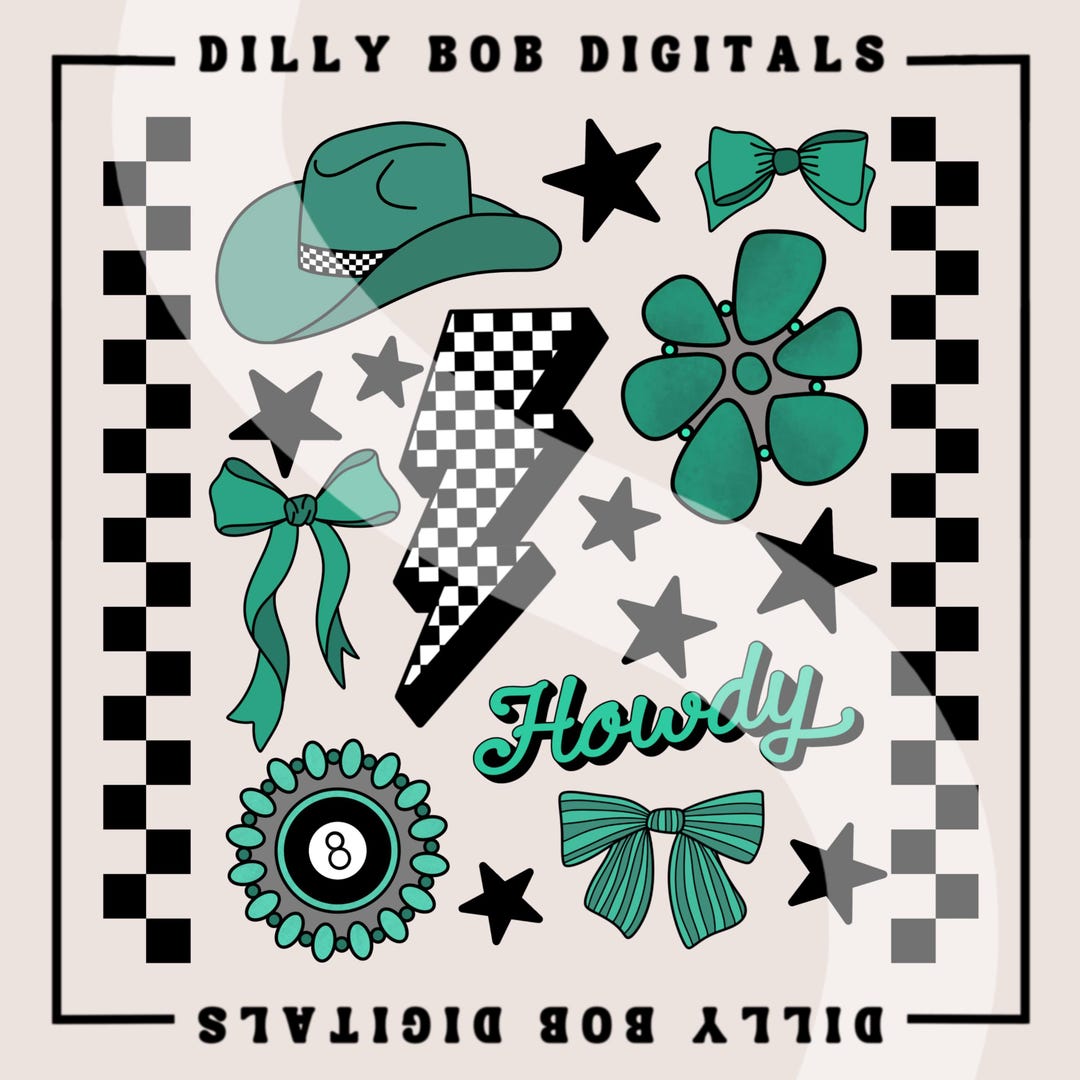 Howdy + Turquoise Western Collage PNG Digital Download | Coquette ...