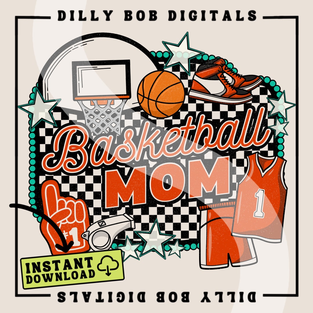 Maroon Basketball Mom PNG Digital Download | Checkered Background ...