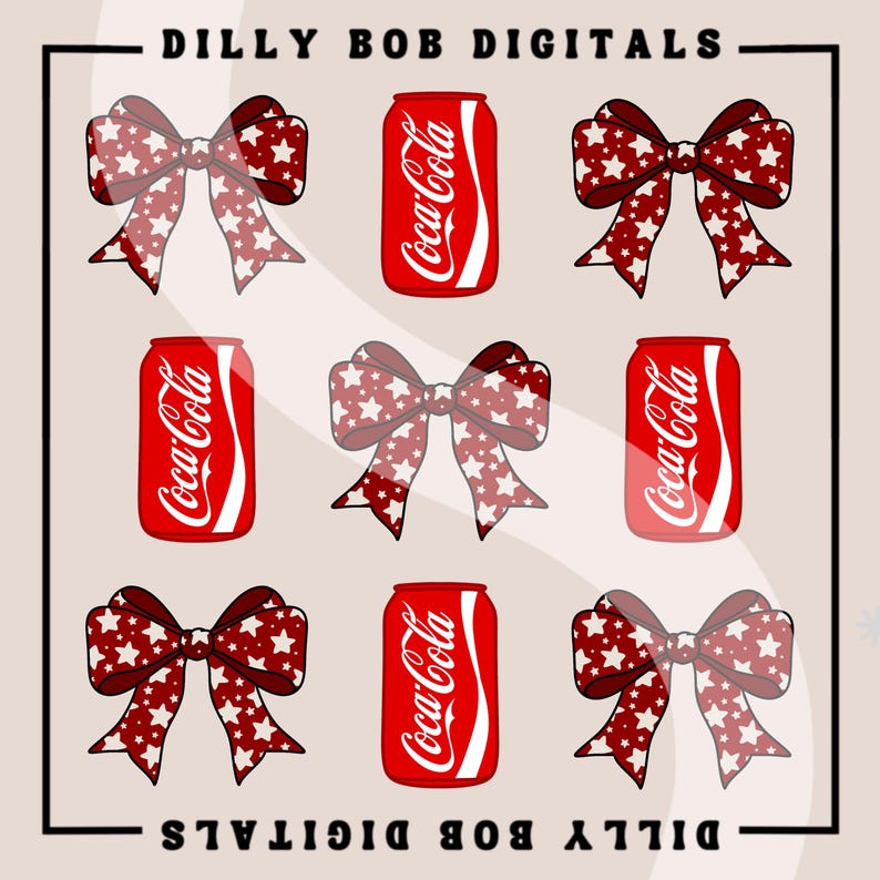 Coca-cola Bows PNG Digital Download Stars Coquette Bow Coca-cola ...