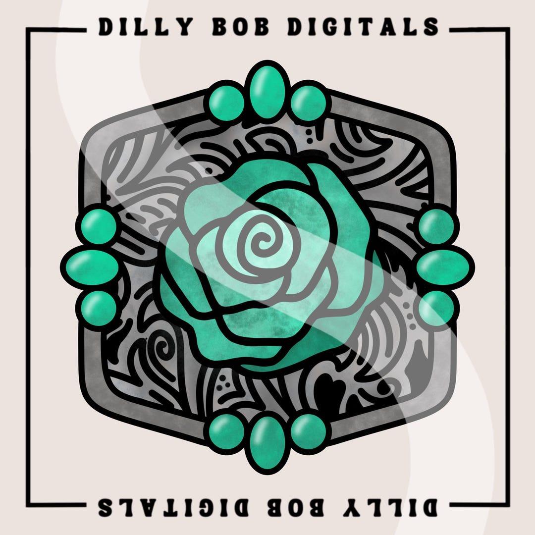 Silver Rose Concho PNG: Western Sublimation Design (digital Download ...