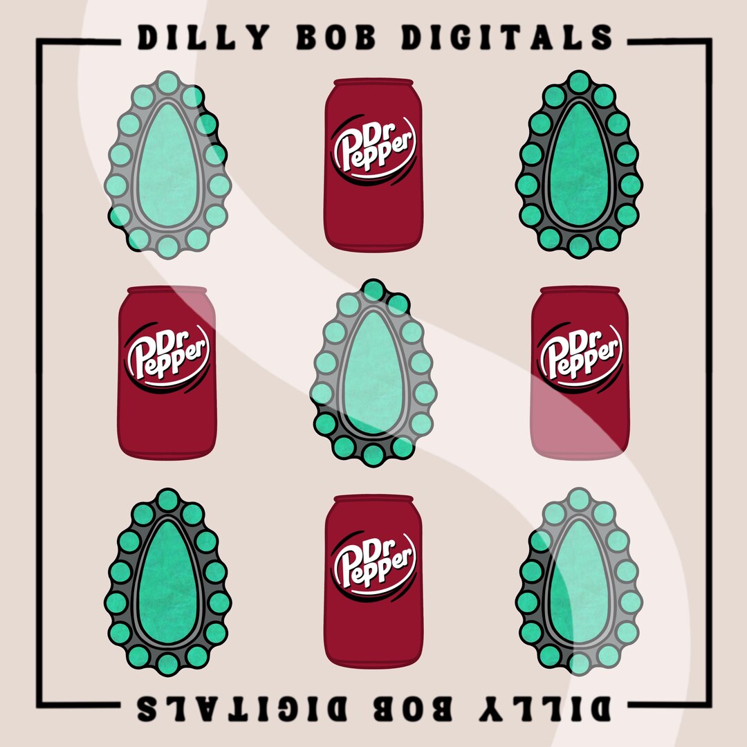 Dr Pepper & Turquoise Conchos PNG: Western Sublimation Design (digital ...