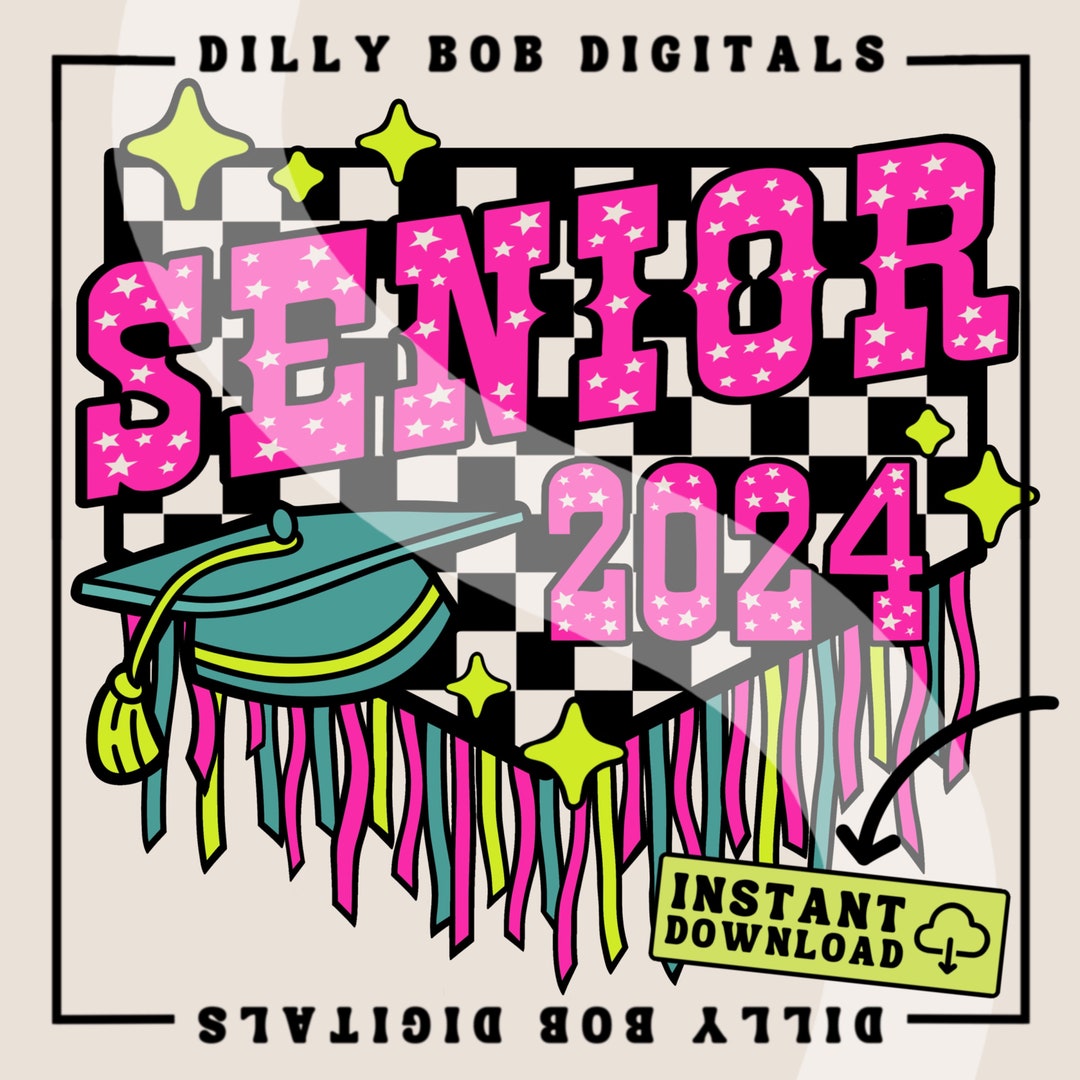 Senior 2024 PNG Digital Download | Checkered Background | Graduation ...