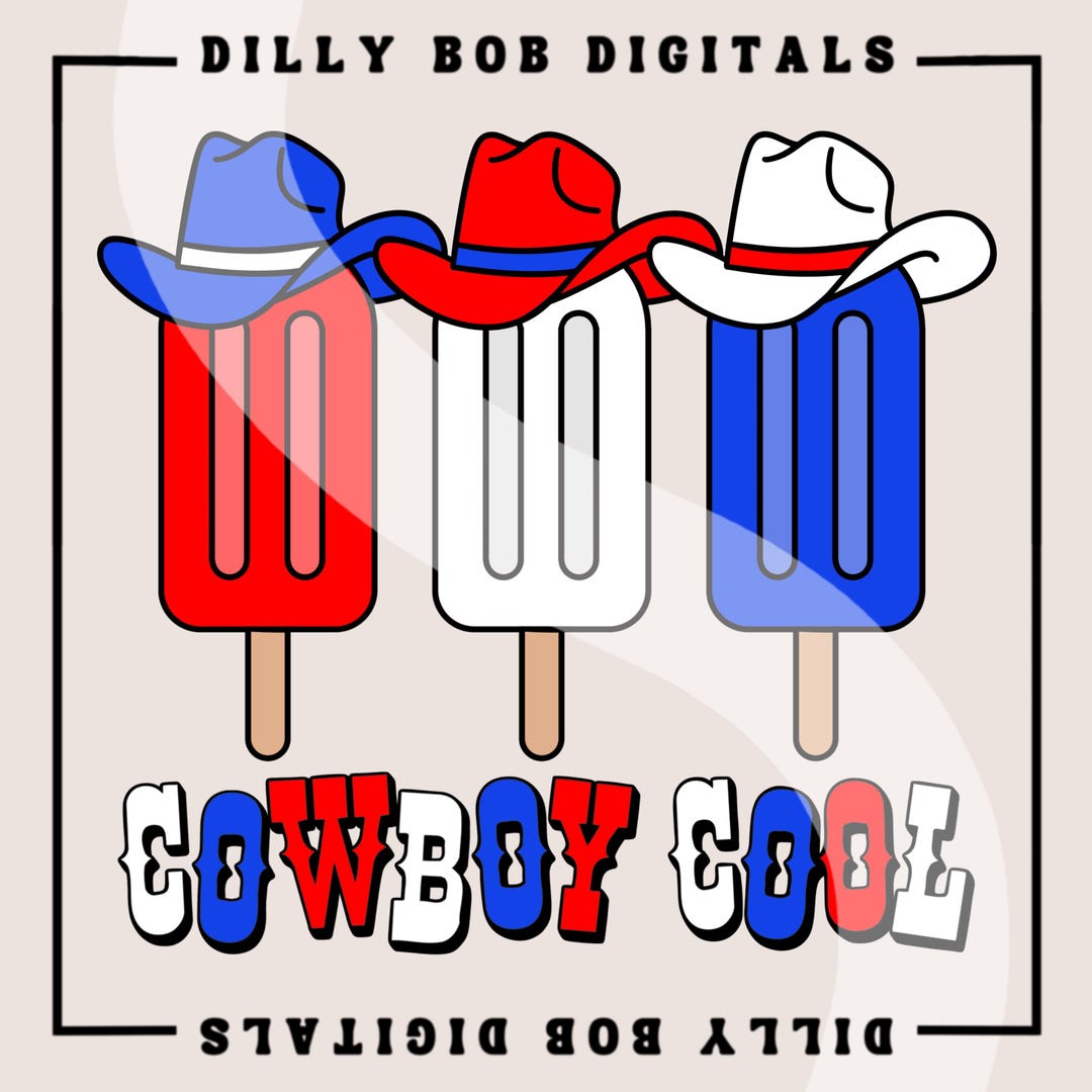 Cowboy Popsicle PNG: Western 4th of July Sublimation Design (digital ...