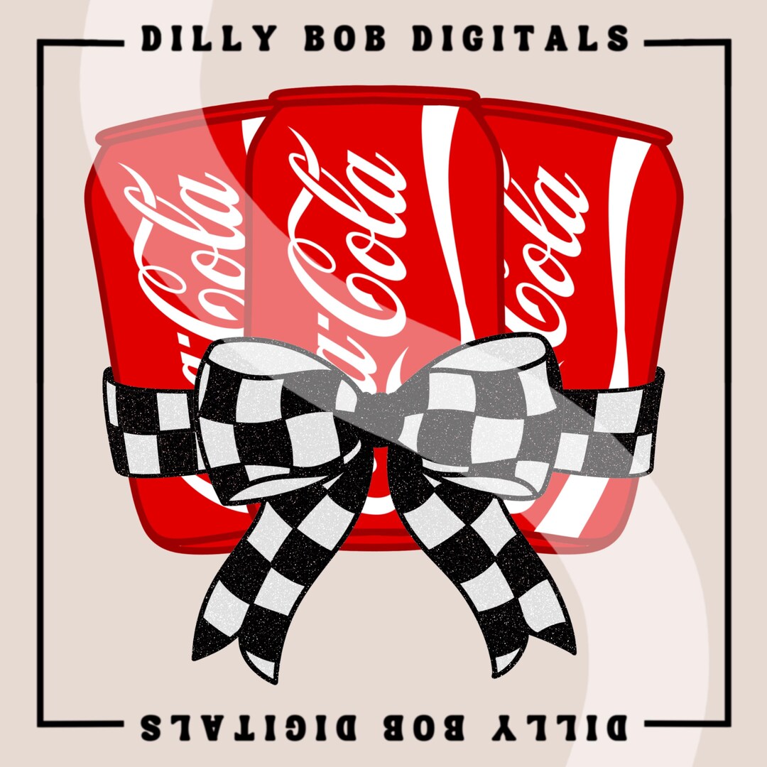 Coca-cola & Checkered Bow PNG: Trendy Sublimation Design (digital ...