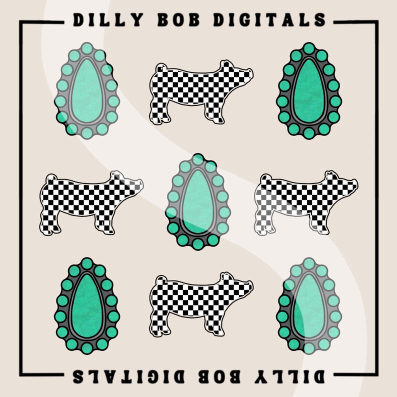 Show Pigs & Turquoise Conchos PNG: Western Sublimation Design (digital ...