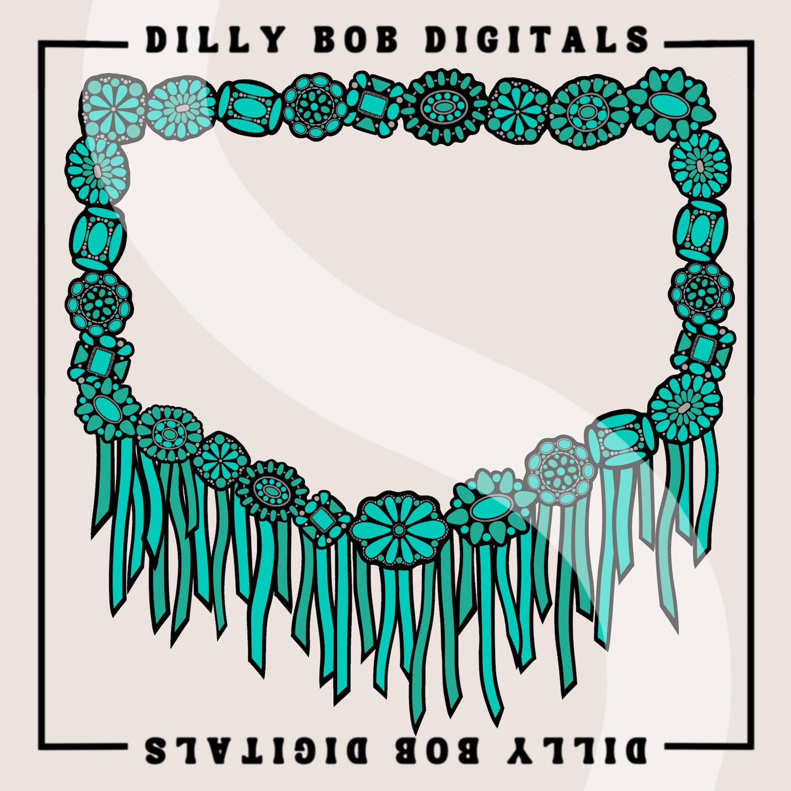 Turquoise Concho Fringe Frame PNG Digital Download | Design Elements ...