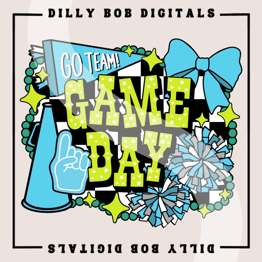 Light Blue Game Day Cheerleading PNG Digital Download | Cheer ...
