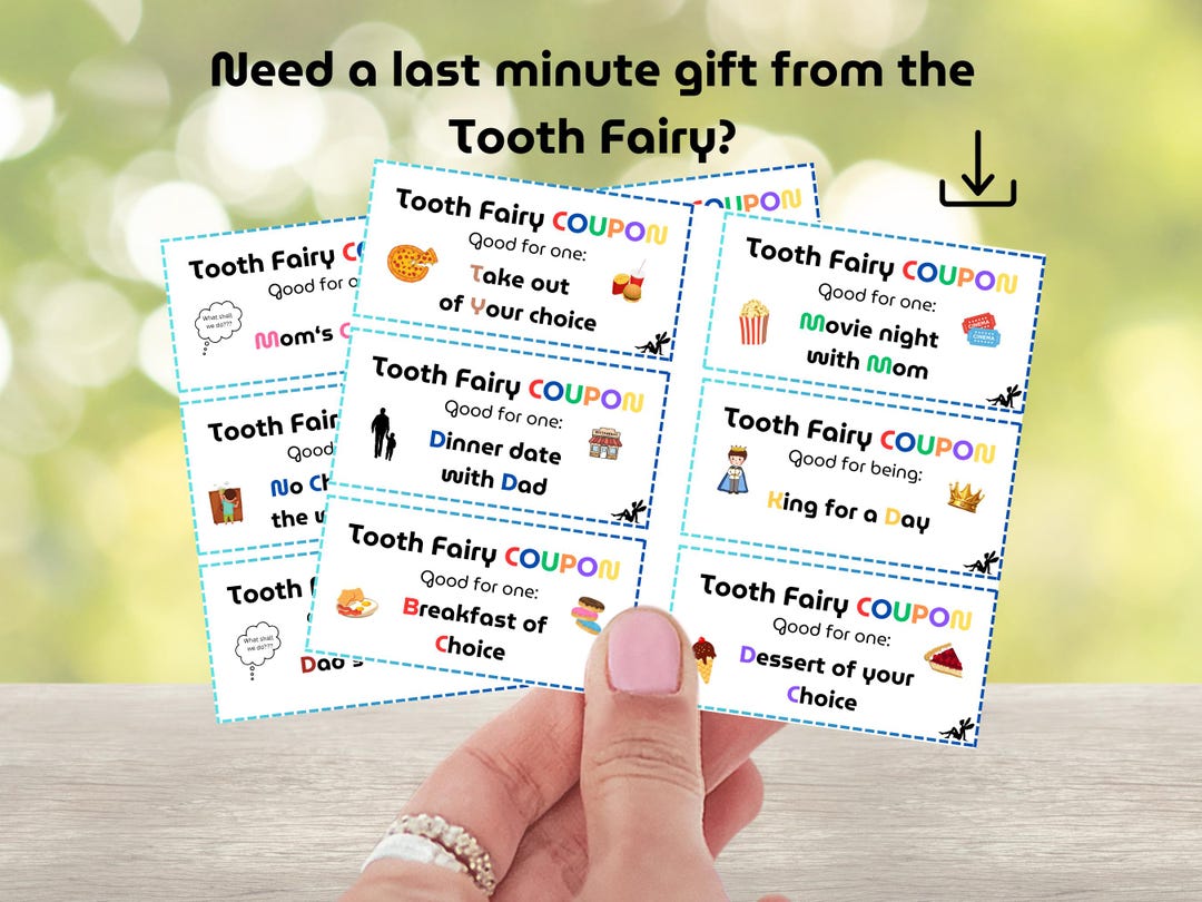 Tooth Fairy Coupons for Boys: Last Minute Gift (digital Download) - Etsy