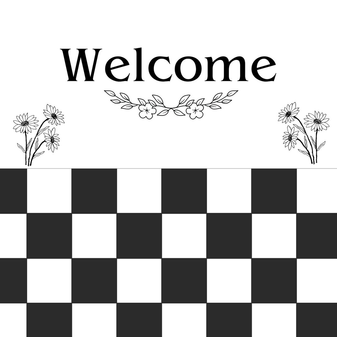 Welcome Checkered Circle Design, DIY PNG Design That Can Be Printed or ...