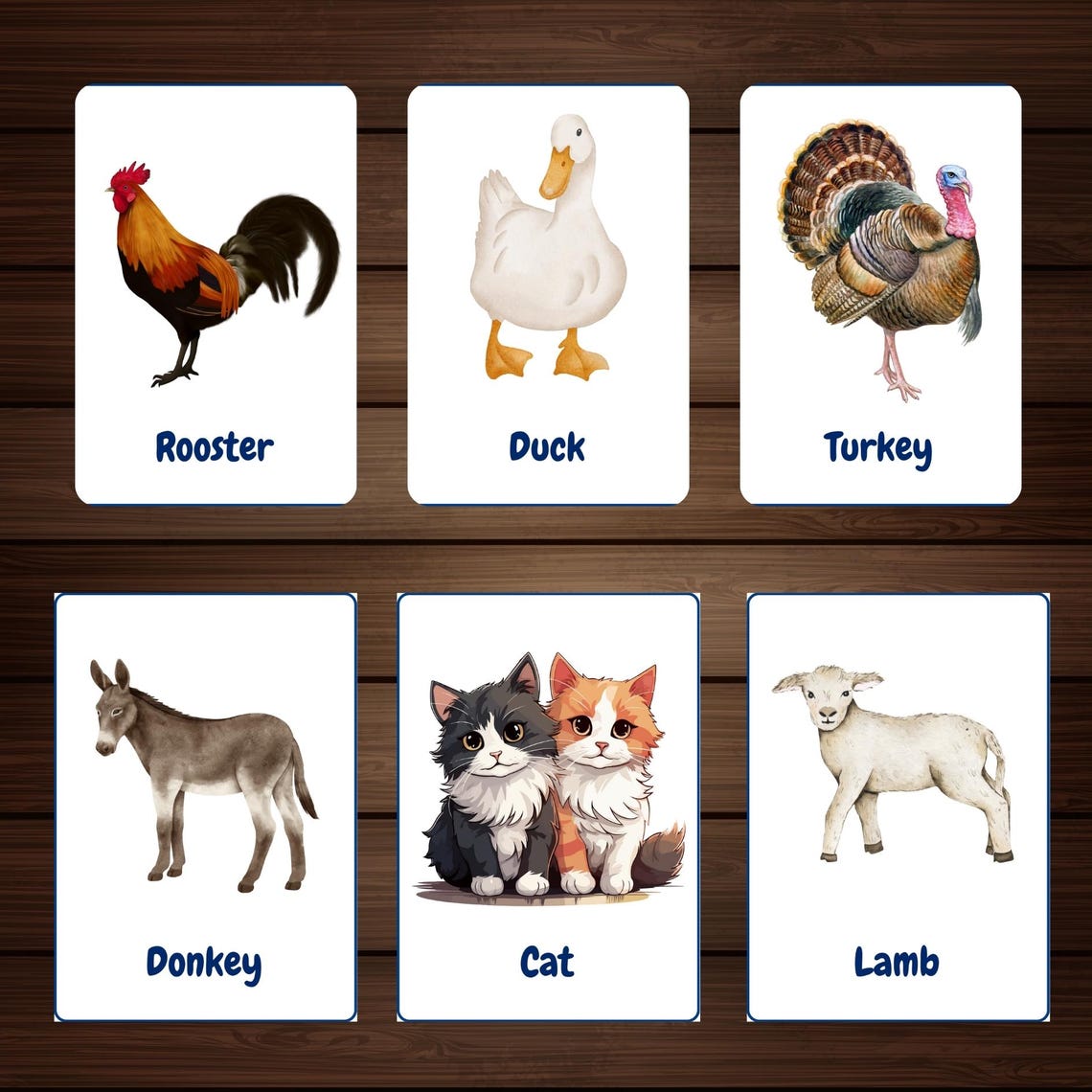 30 Farm Animals Flash Cards | Printable Educational Cards for Kids ...