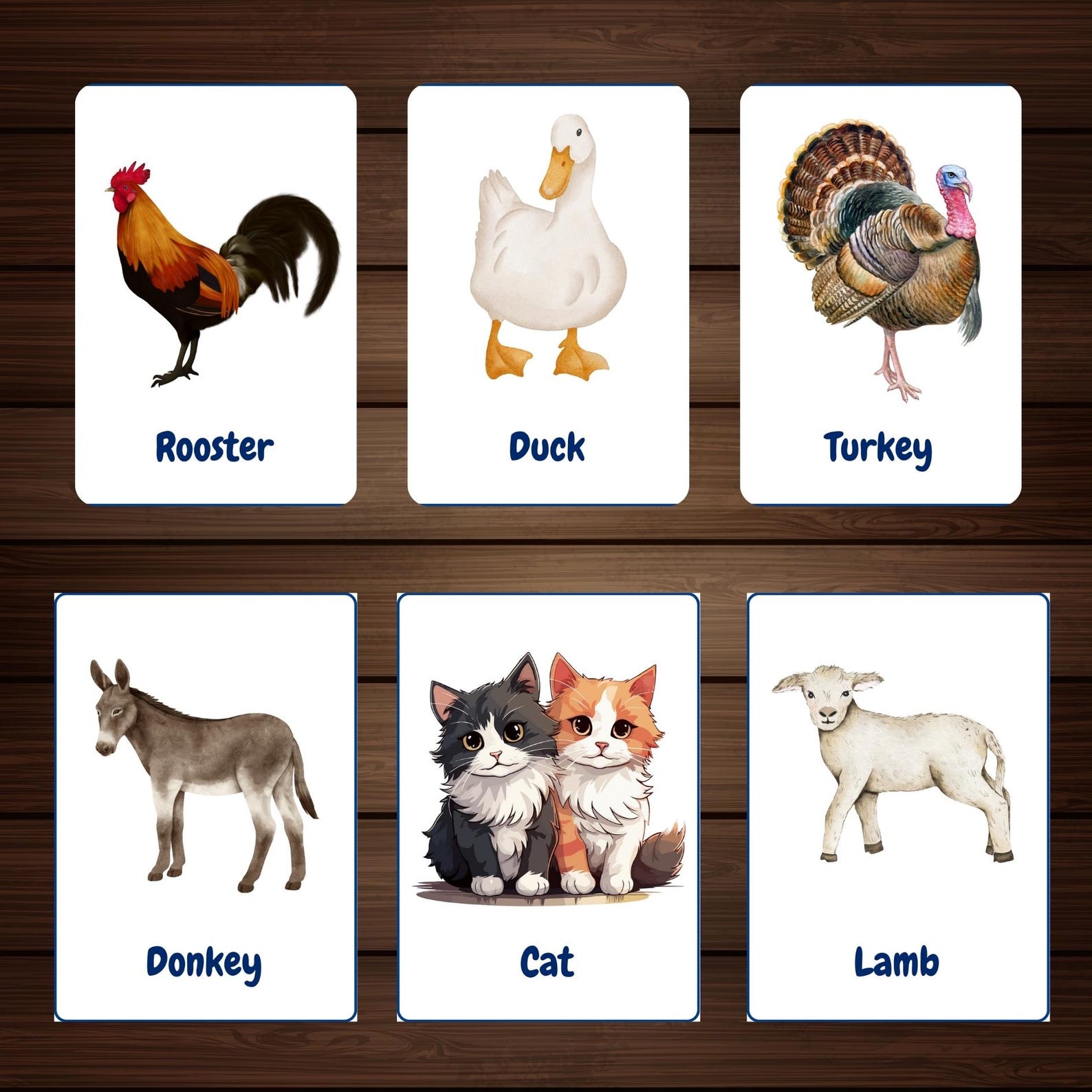 30 Farm Animals Flash Cards | Printable Educational Cards for Kids ...