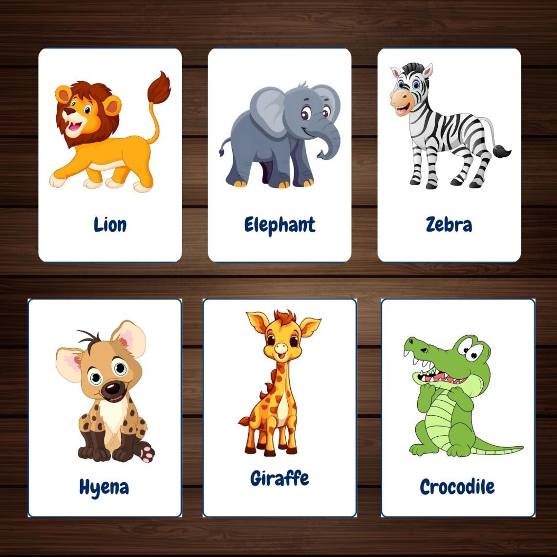 25 Safari Animals Flash Cards | Printable Educational Cards for Kids ...