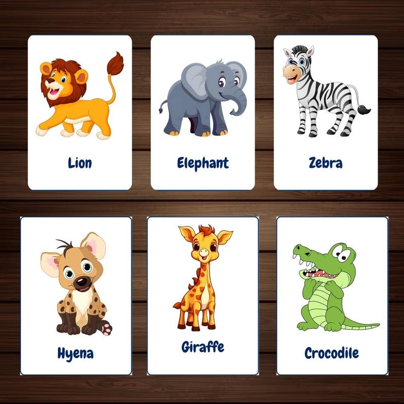 25 Safari Animals Flash Cards | Printable Educational Cards for Kids ...