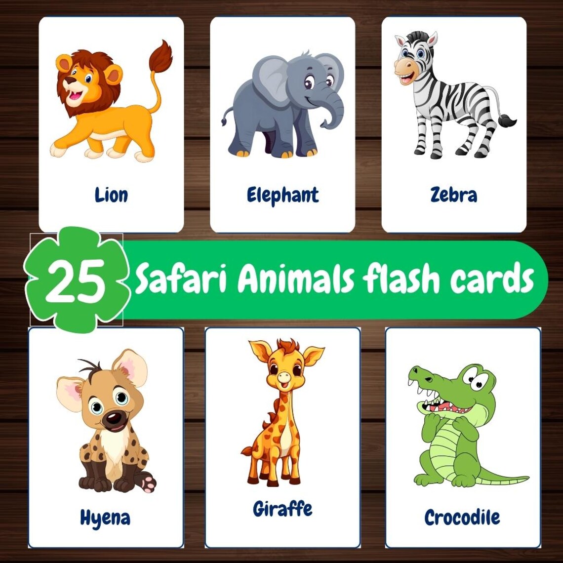 25 Safari Animals Flash Cards | Printable Educational Cards for Kids ...